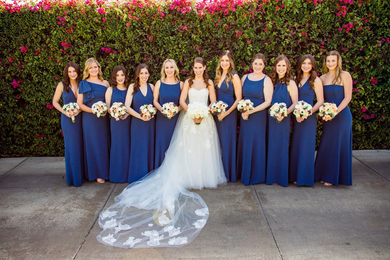 Bridesmaids in Blue Dresses