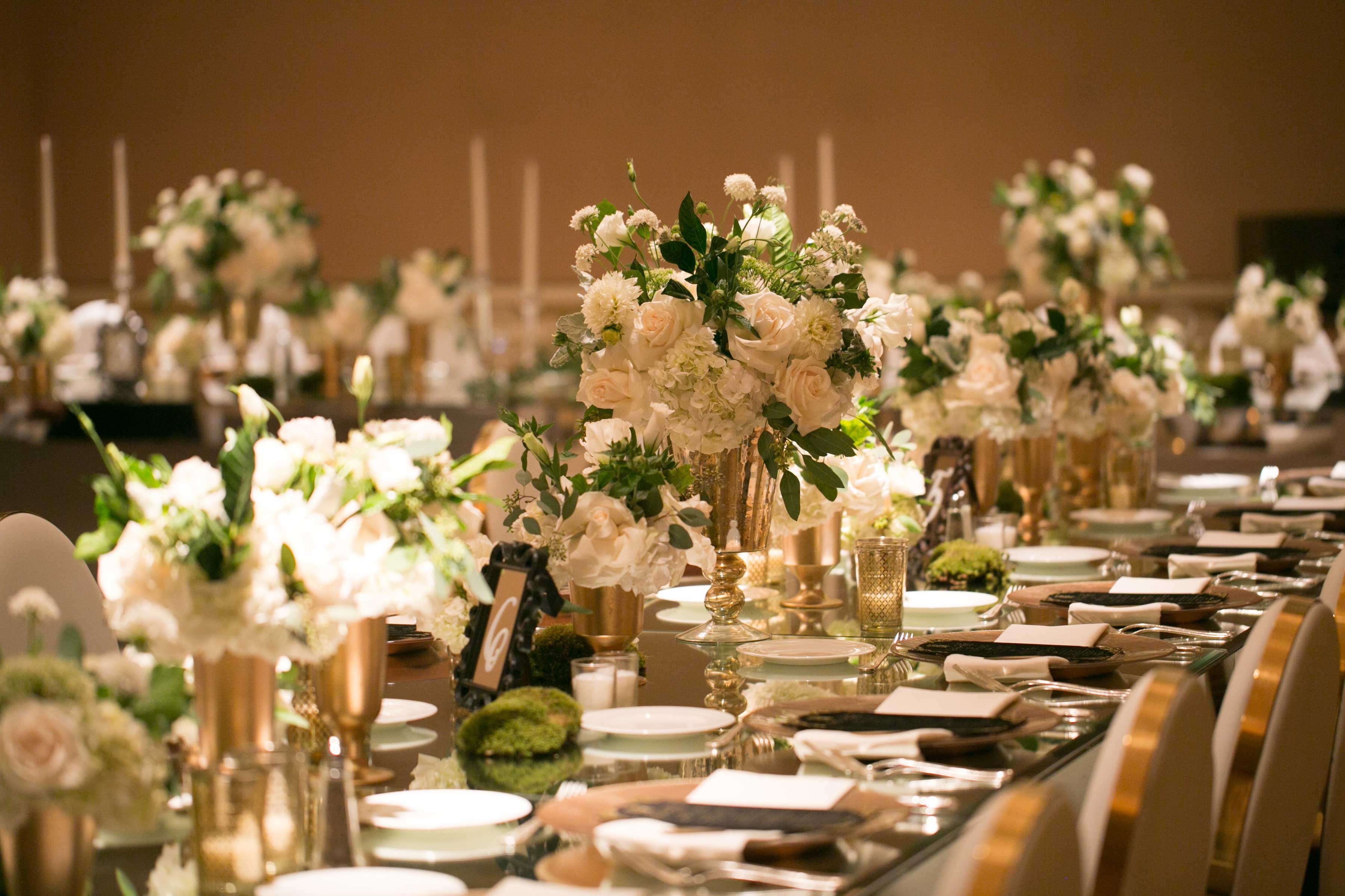 Long Reception Tables, Mirror Tops