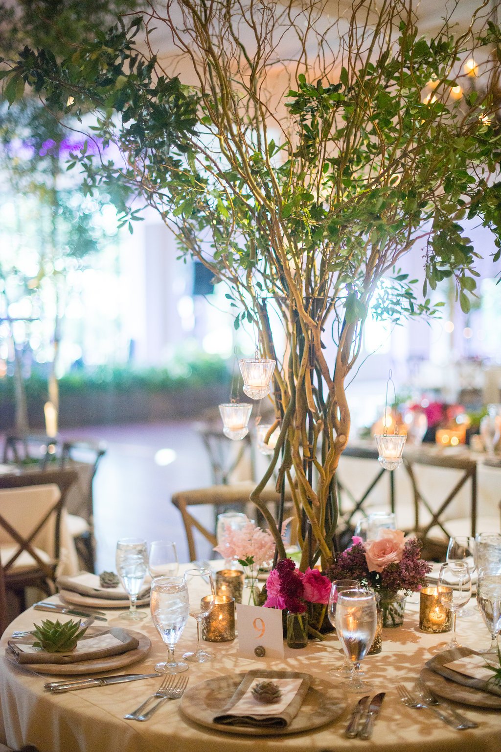 Tree as Centerpiece with Flowers at Base