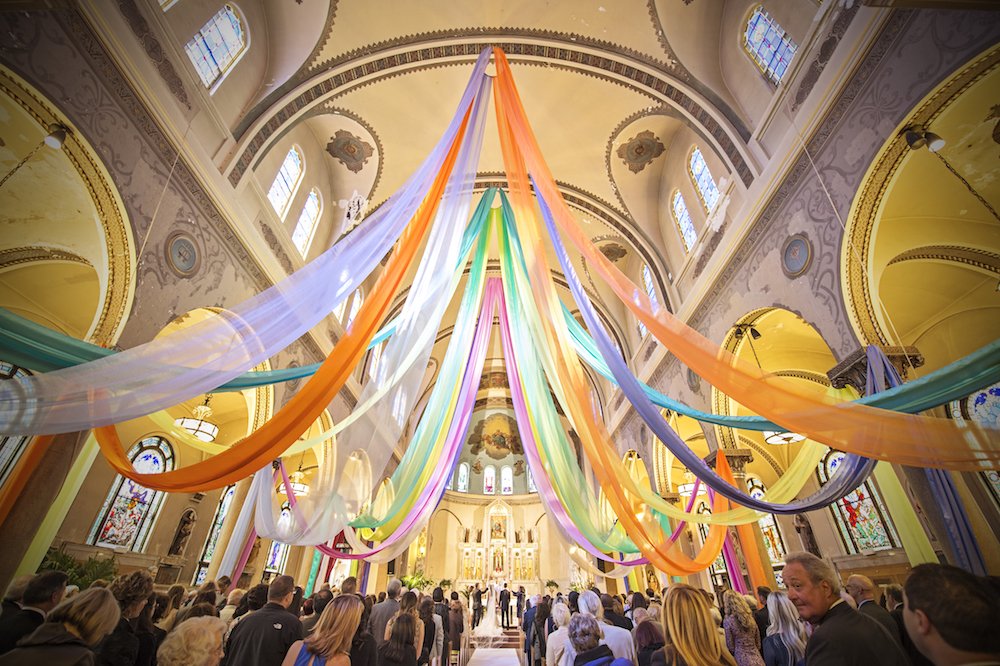 Multicolor Drapery at Chicago Church Ceremony