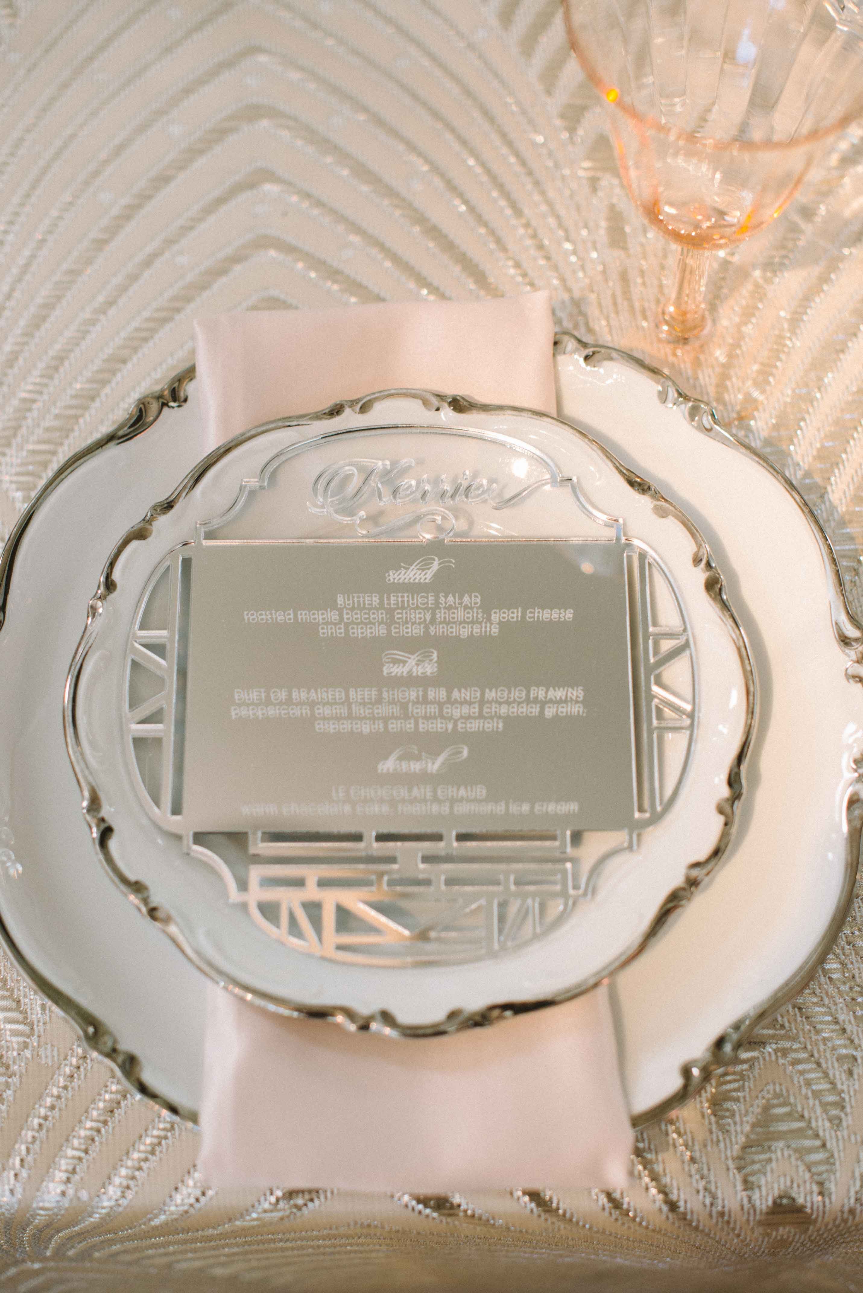 Engraved Mirror for Dinner menu