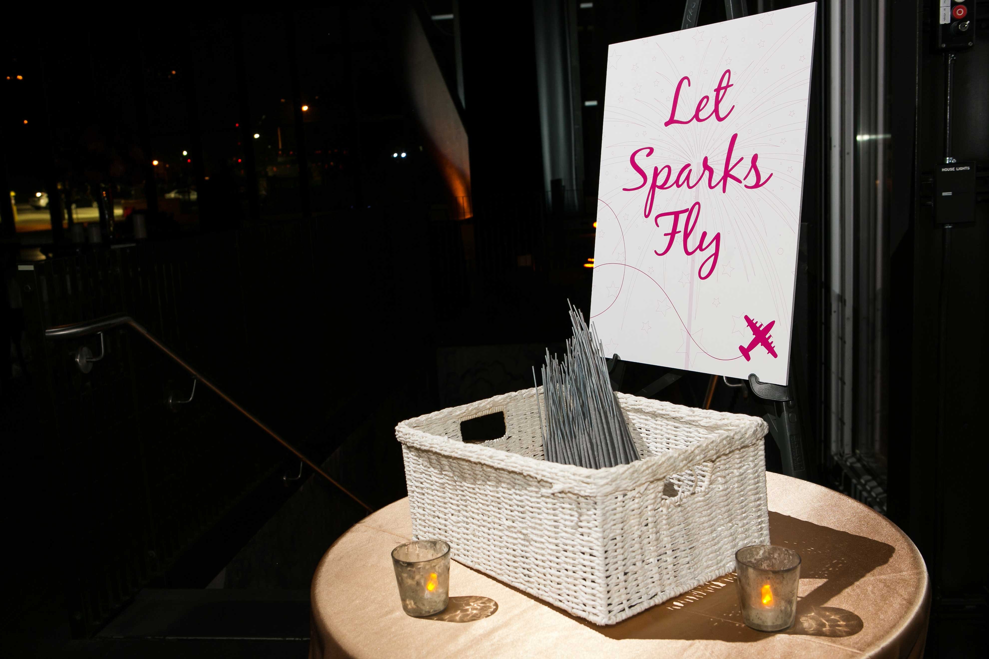 Sparklers in Basket on Round Table