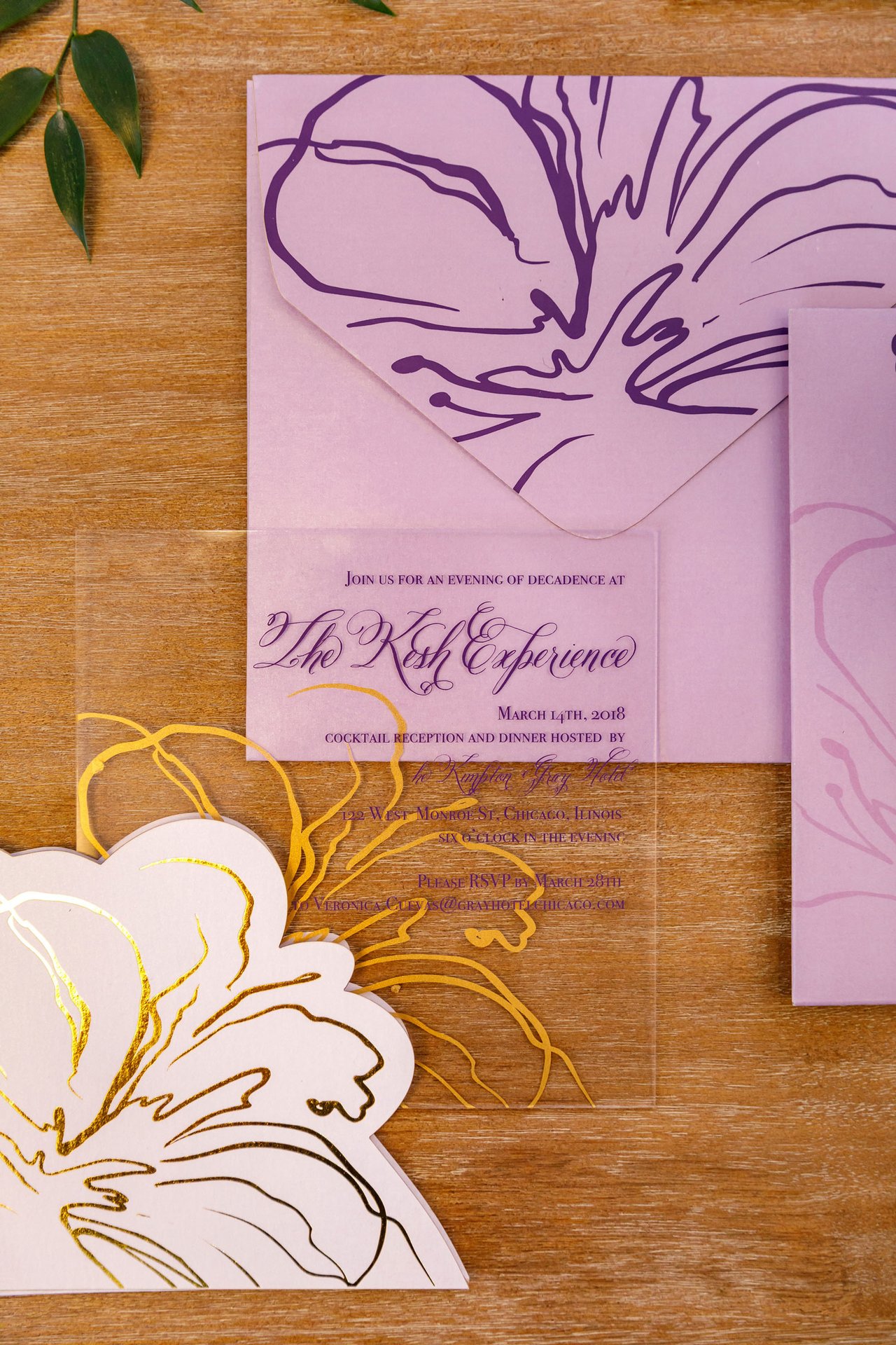 Translucent Invitation with Purple & Gold