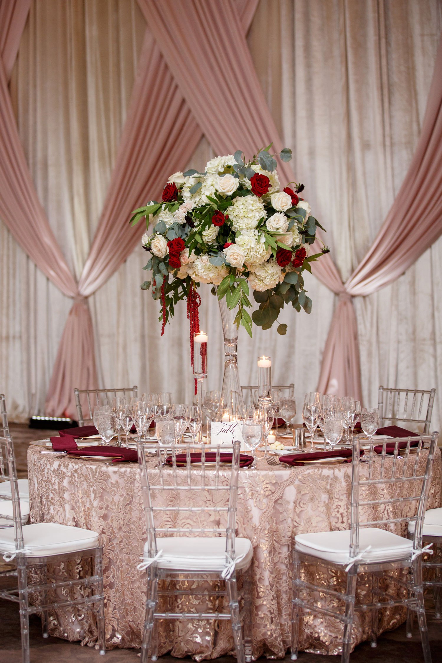 Pink Drapery Burgundy Centerpiece Pink Drapery Burgundy Centerpiece