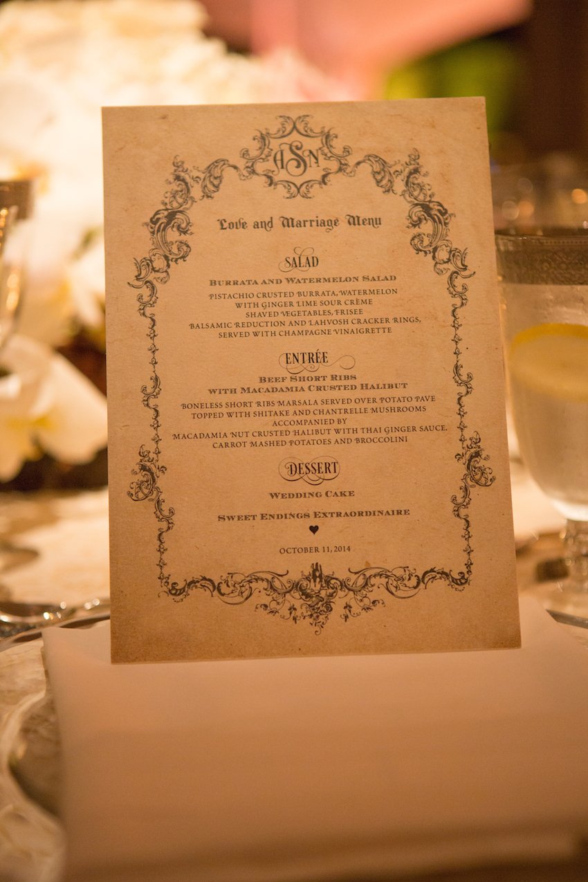 Vintage-Inspired Wedding Menu