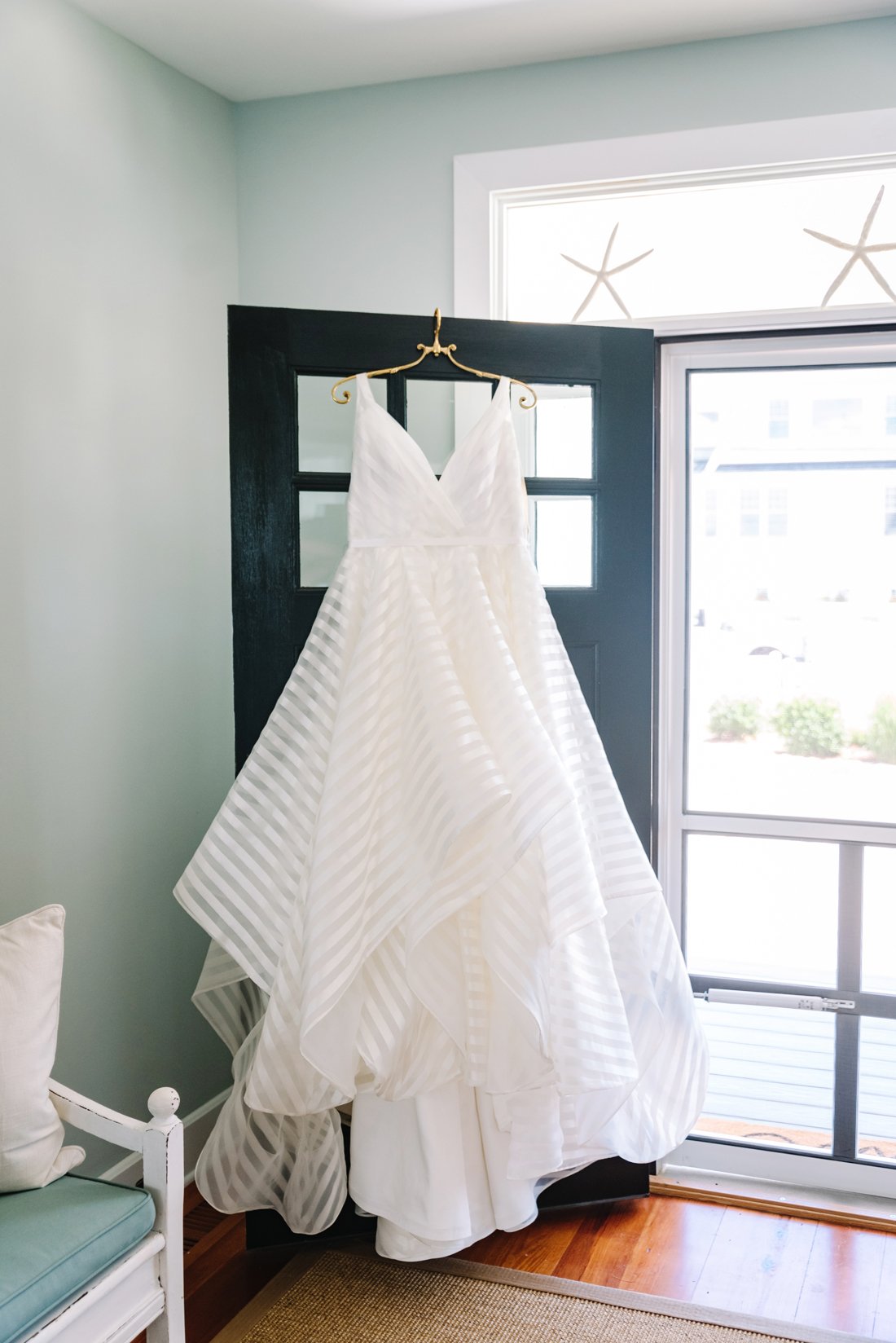 Striped Wedding Dress on Door