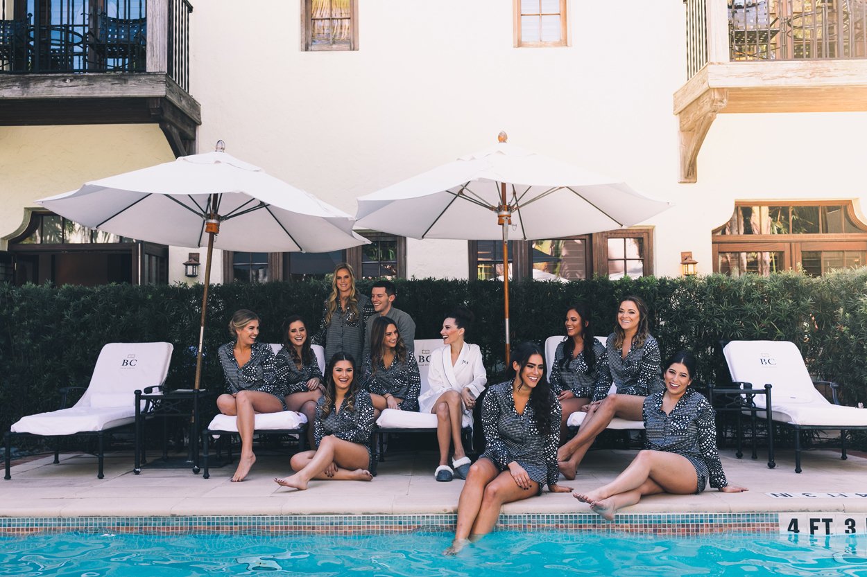 Bridal Party by the Pool