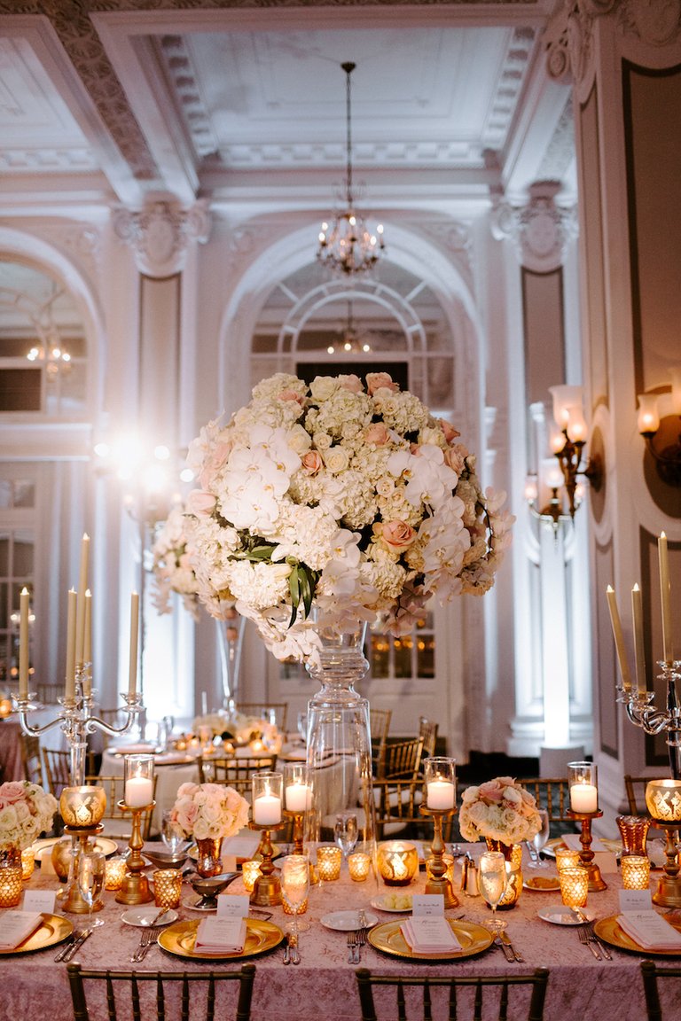 Candelabra & Tall Centerpiece with Candlelight
