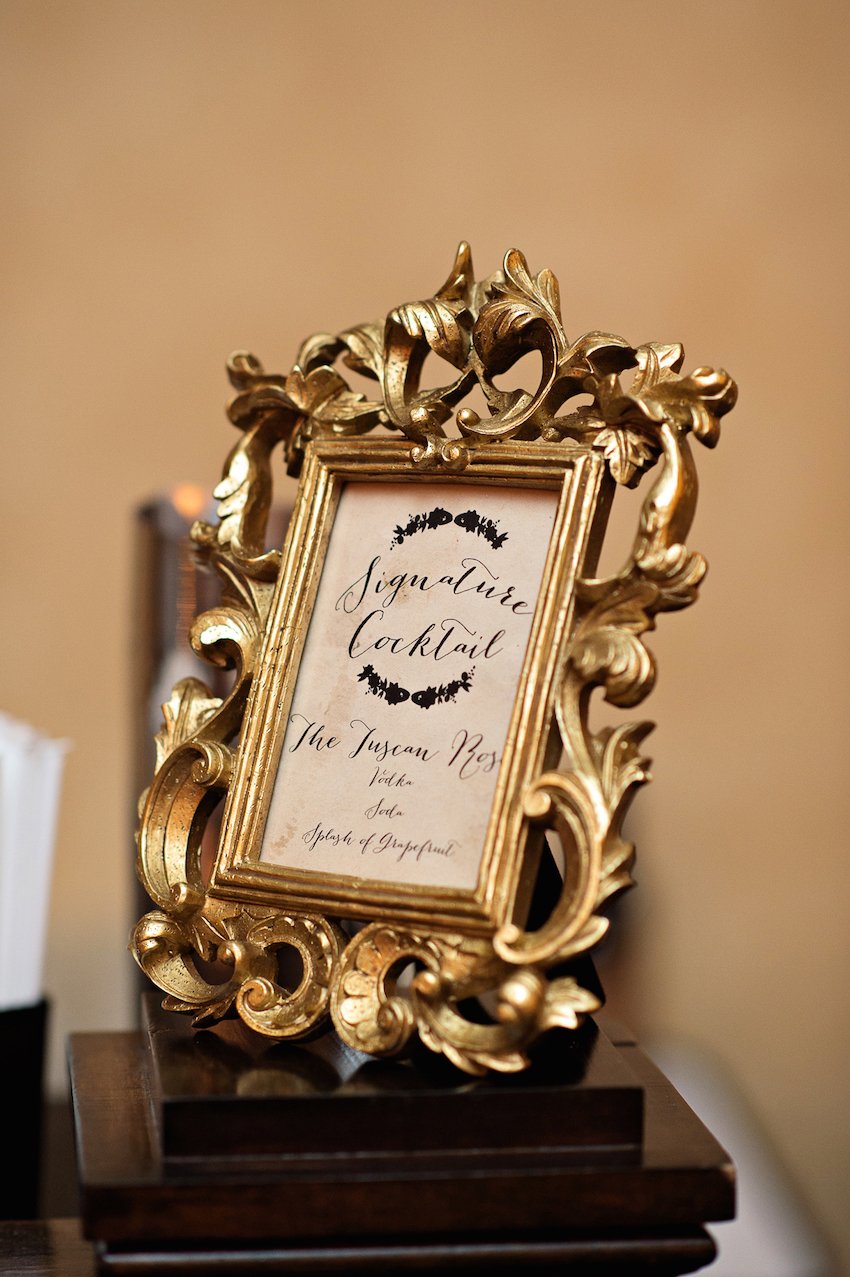 Cocktail Sign in Gold Frame