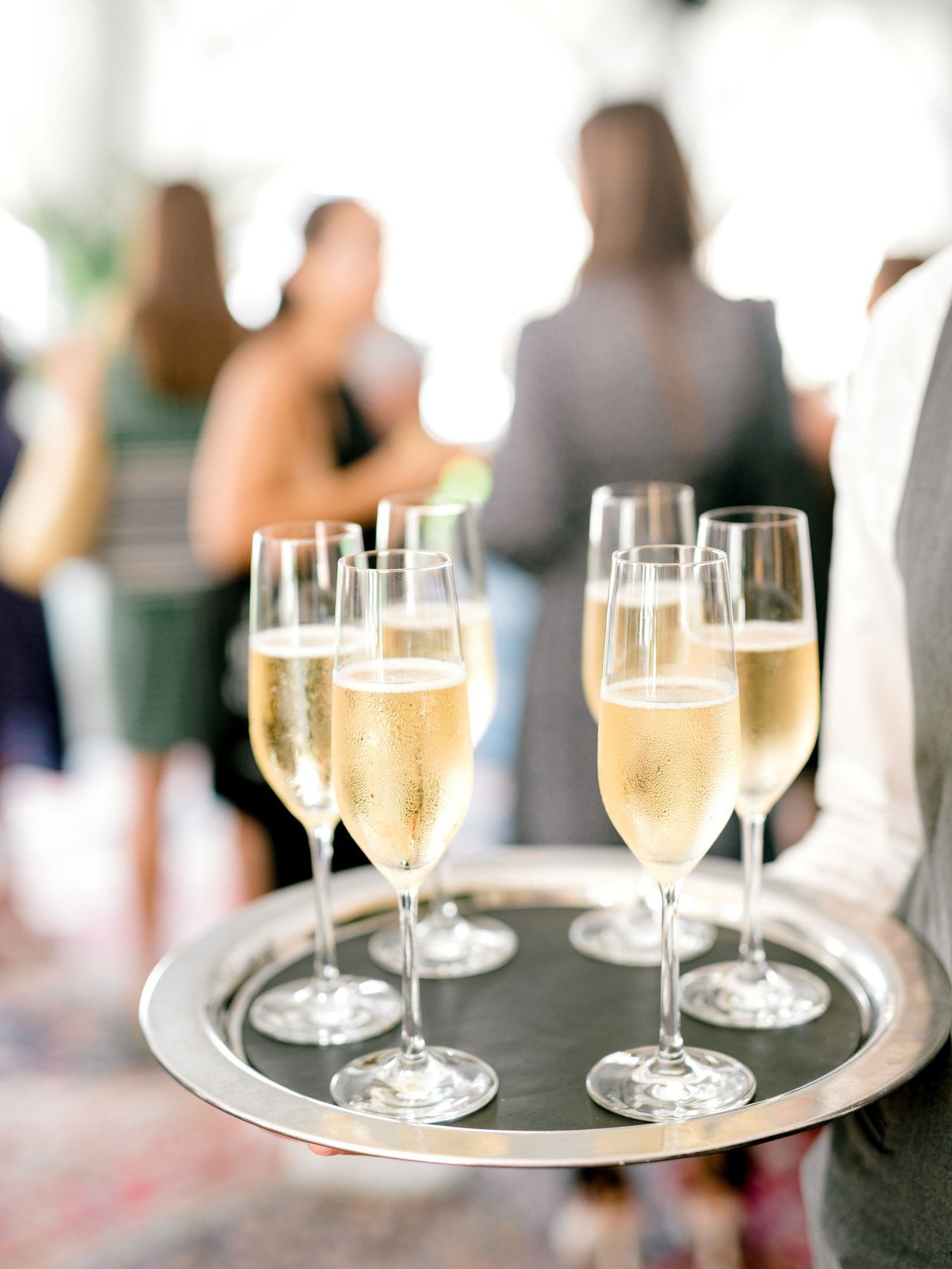 Champagne on Round Serving Tray
