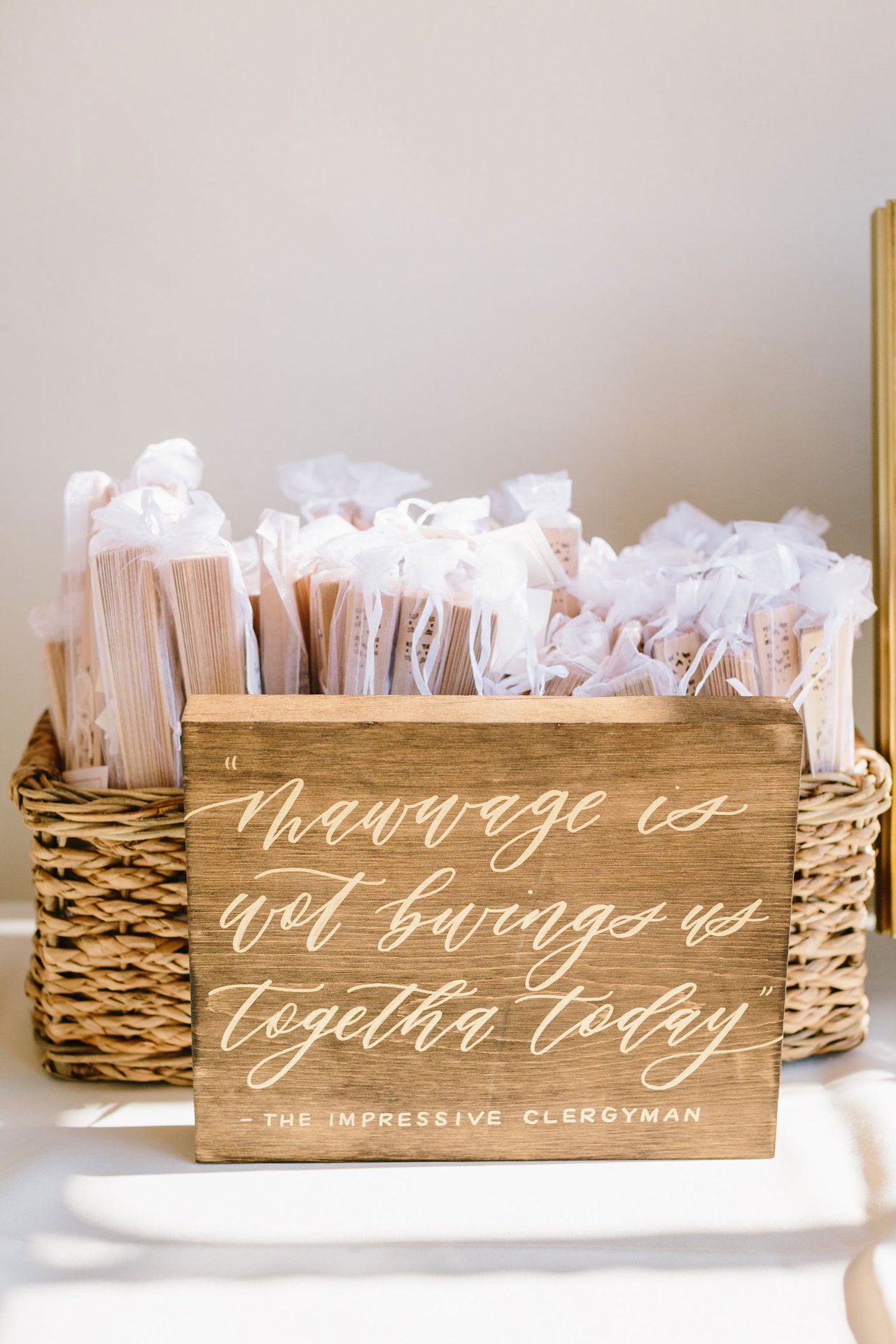Wood Sign with Fans for Ceremony