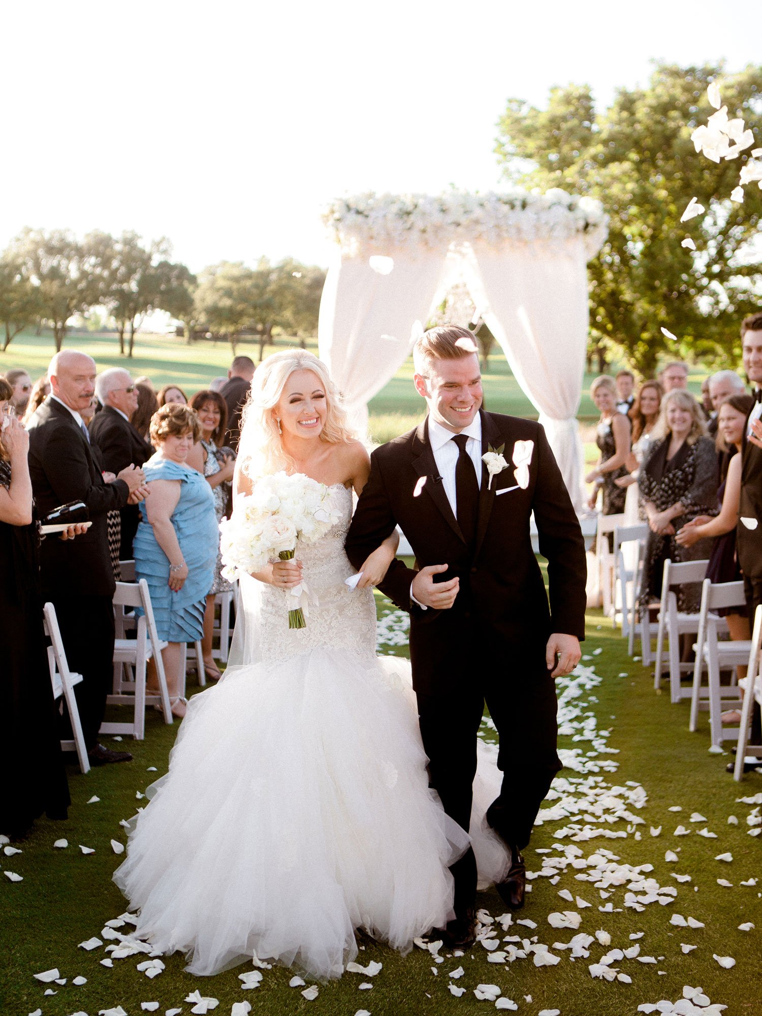 Bride & Groom with Flower Petals