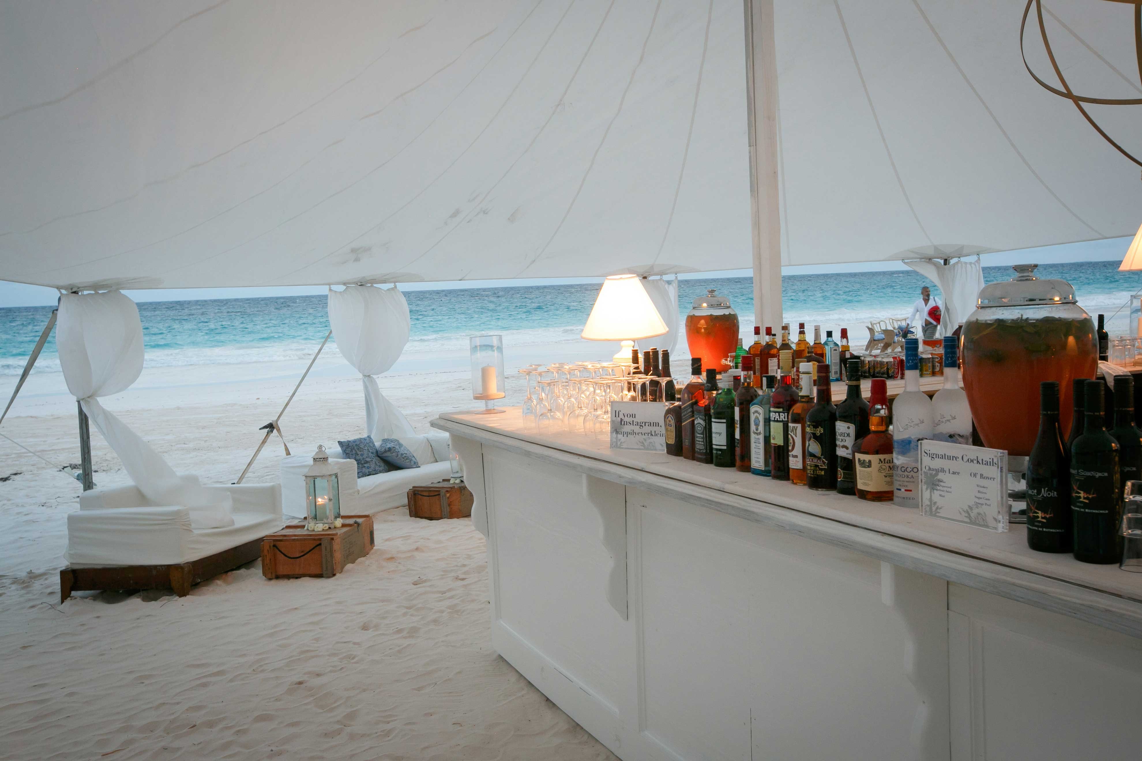 White Bar on Sand with Lounge