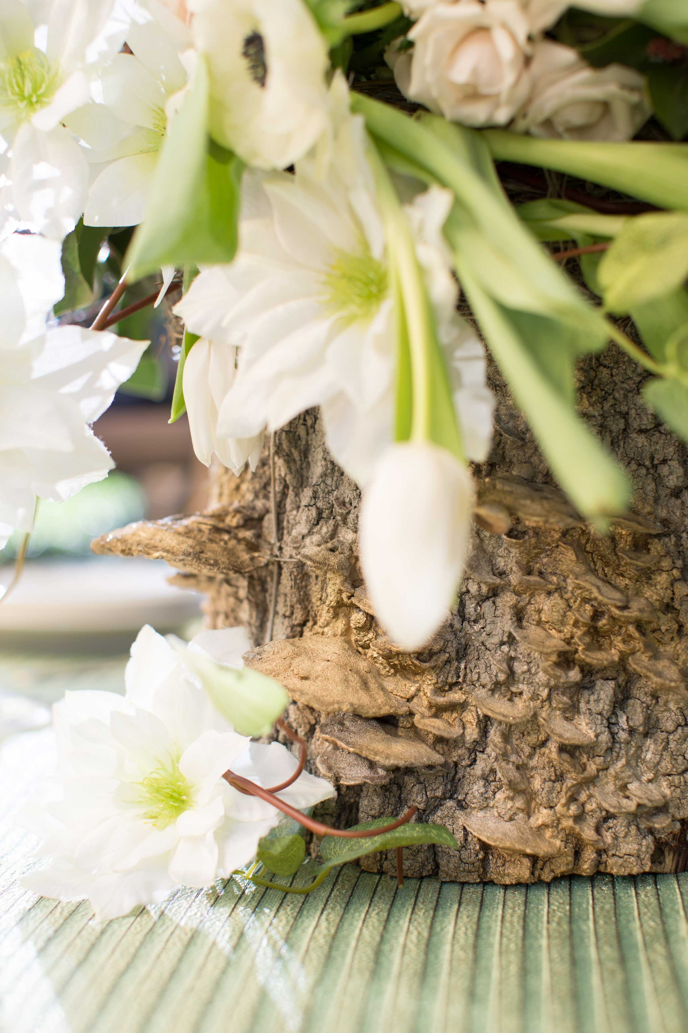 Tree Trunk Vase and Flowers