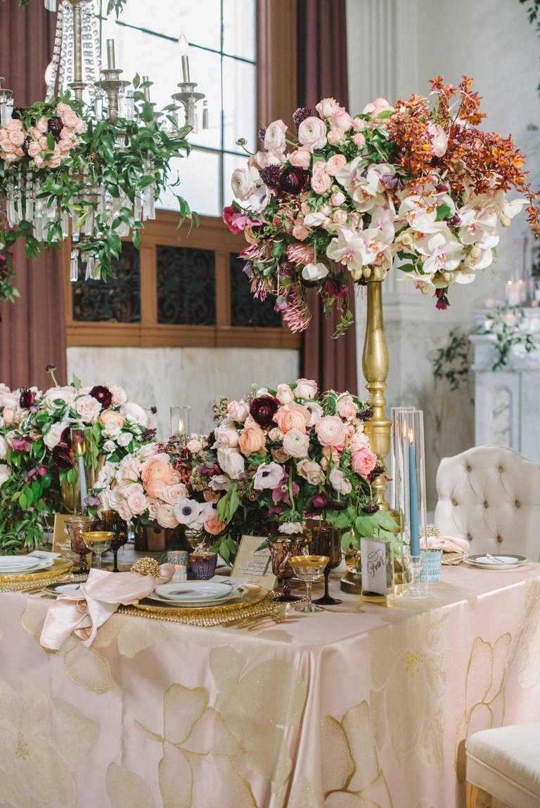 Tall Centerpiece on Golden Stand