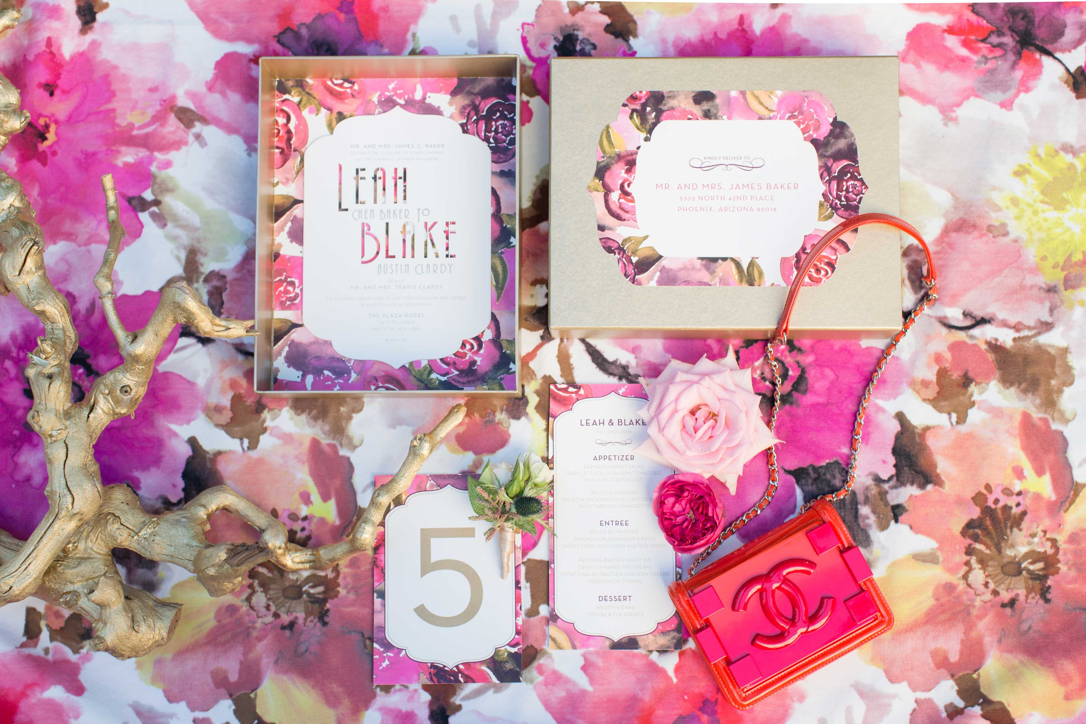 Floral Pattern on Table Linen and Paper Products Inspired by Chanel