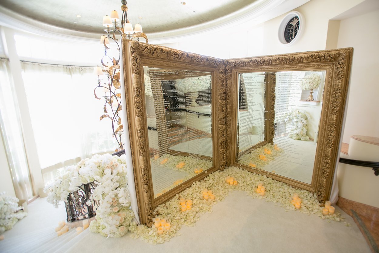 Gold-Framed Mirrors with Seating Chart