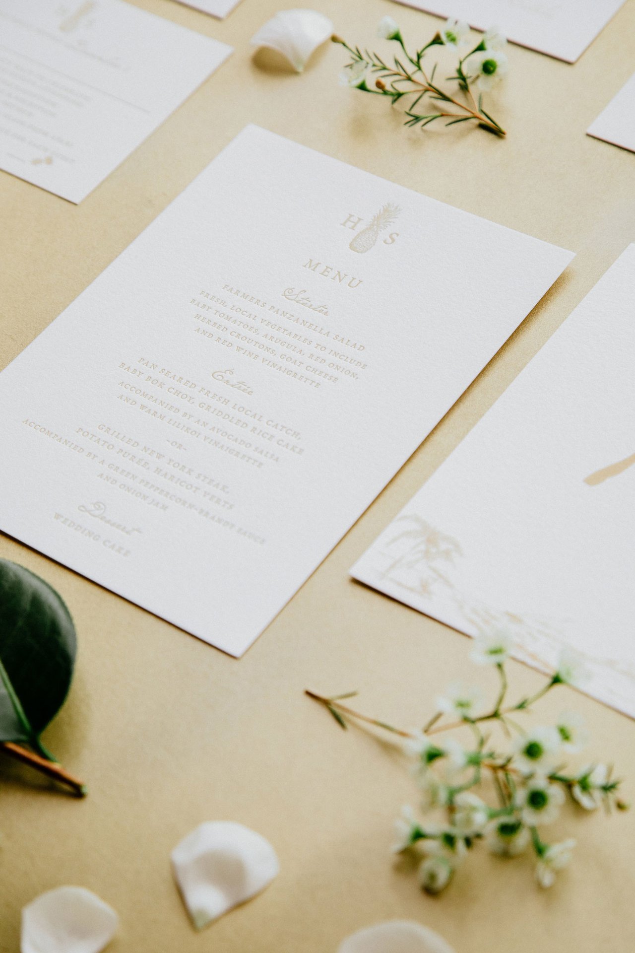Wedding Menu with Pineapple Monogram