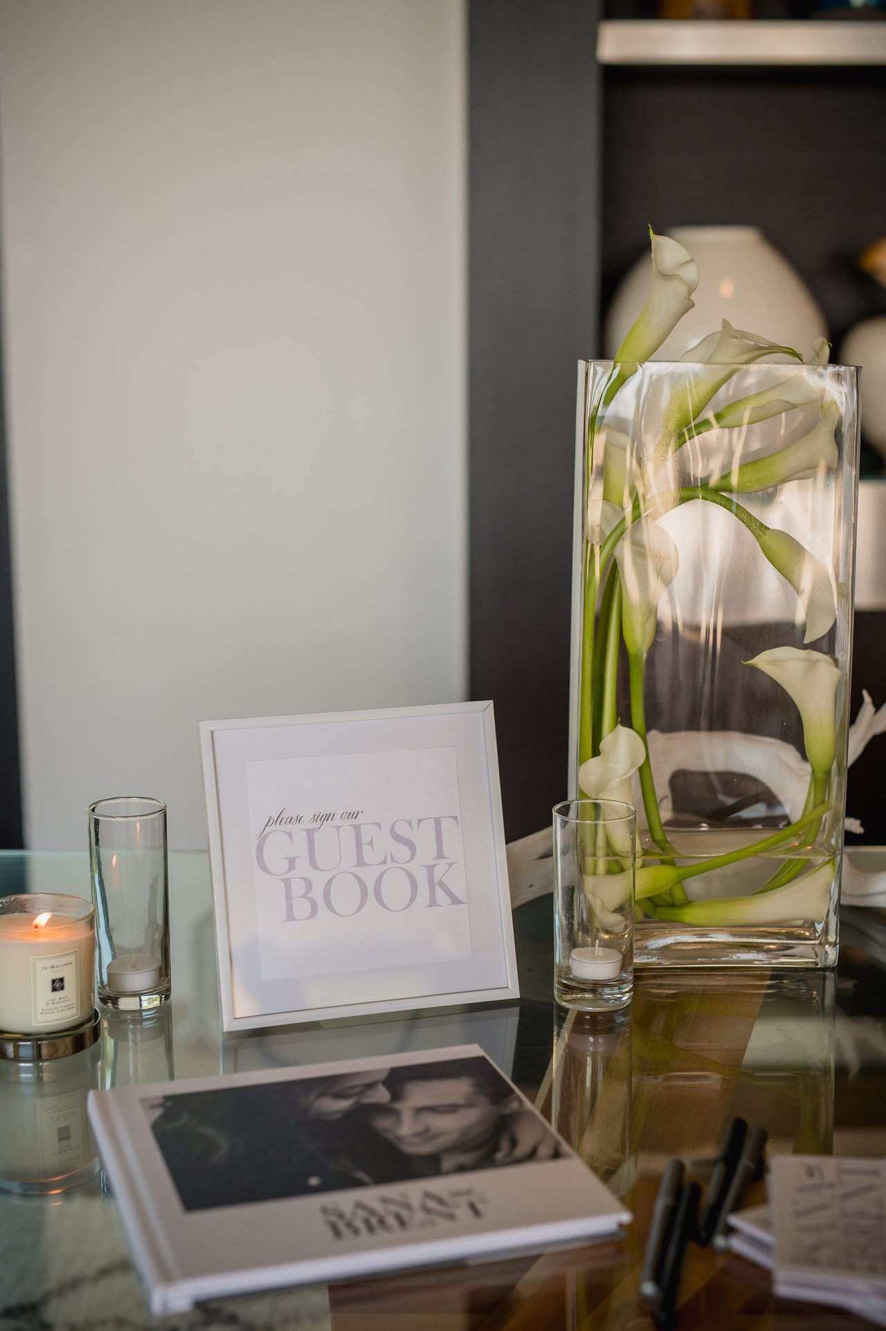 Modern Guest Book with Lavender Sign