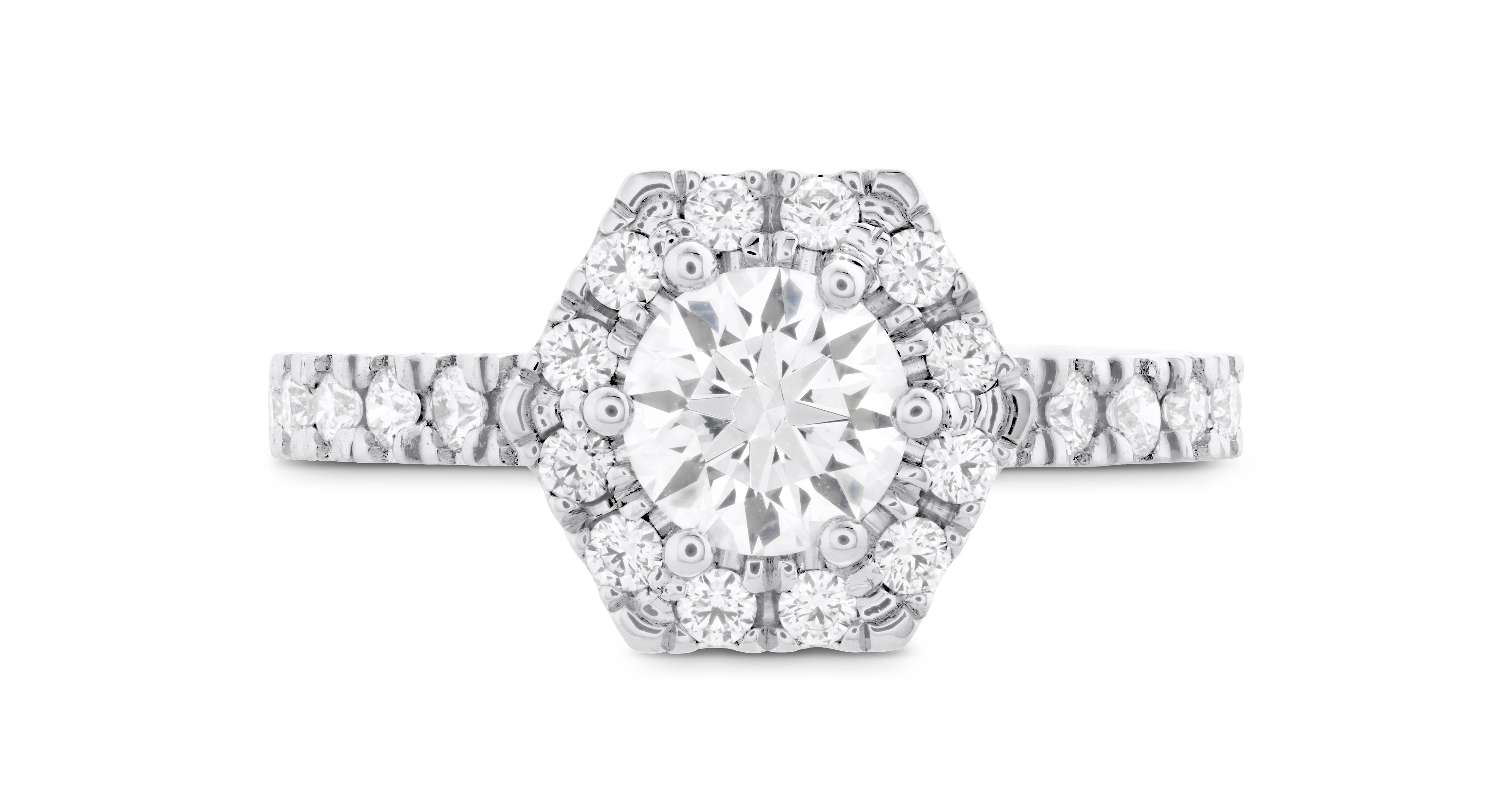 Hexagonal Ring with Diamond Band