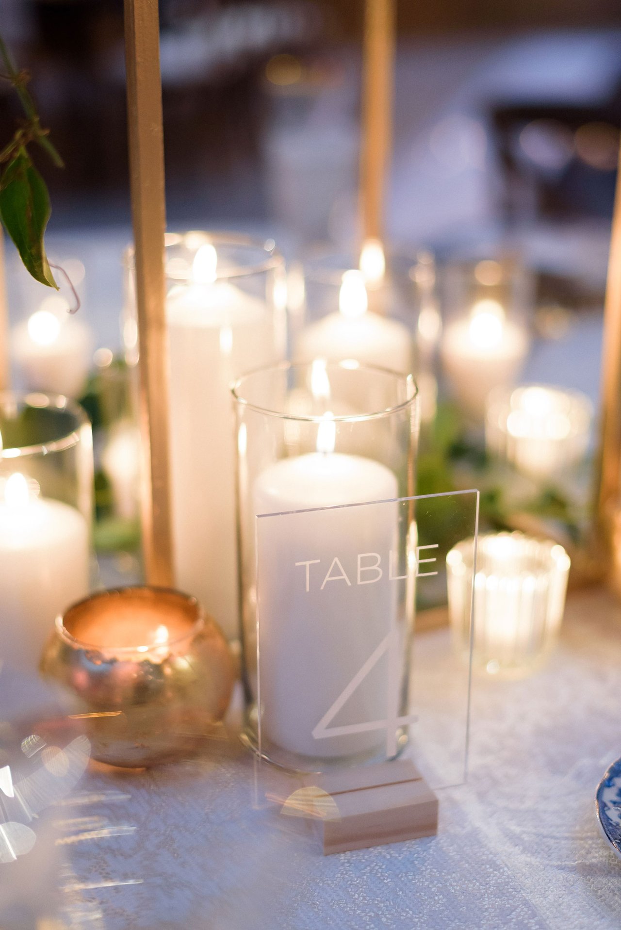 Acrylic Table Number with Candles
