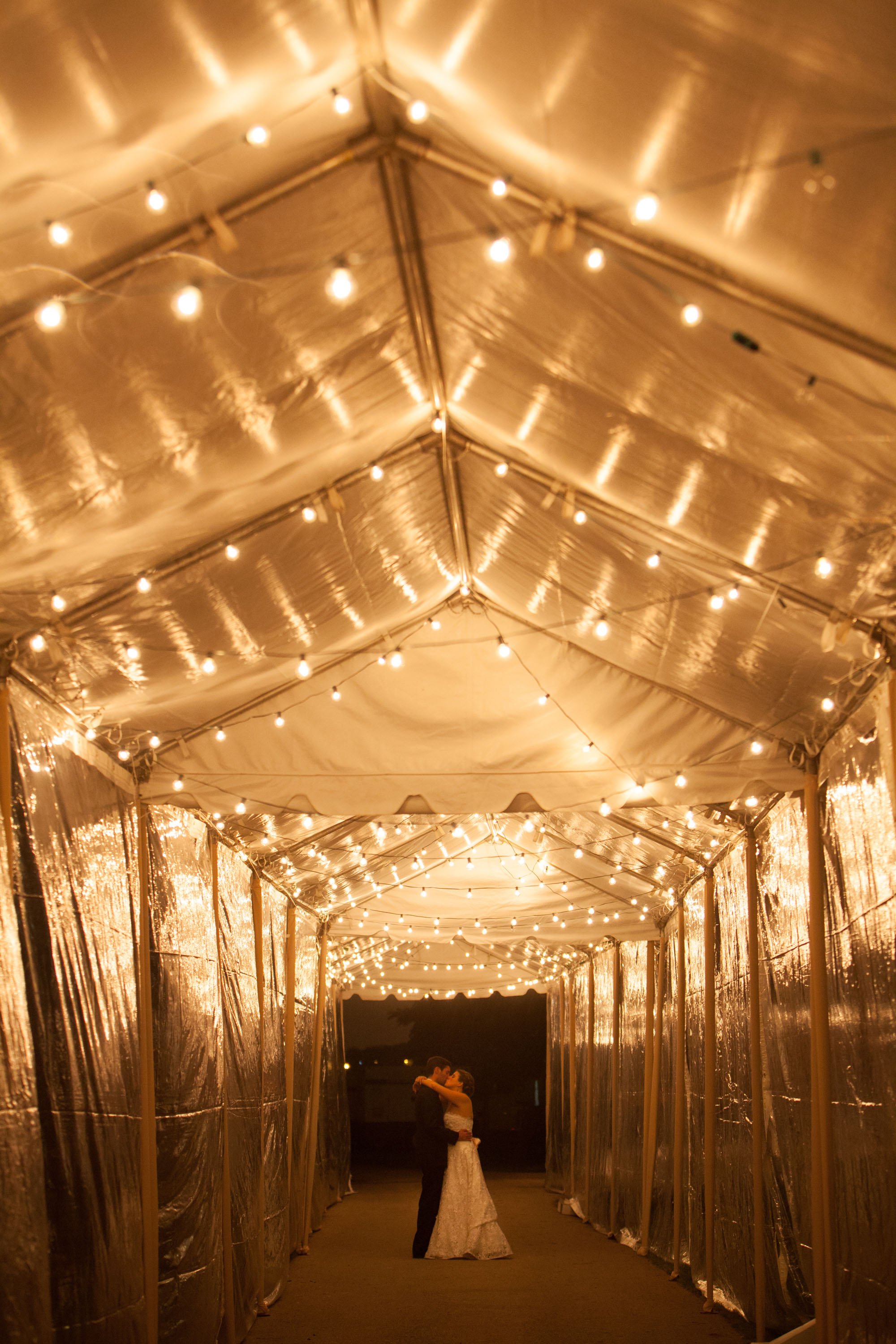 Glowing String Lights at Reception Entrance