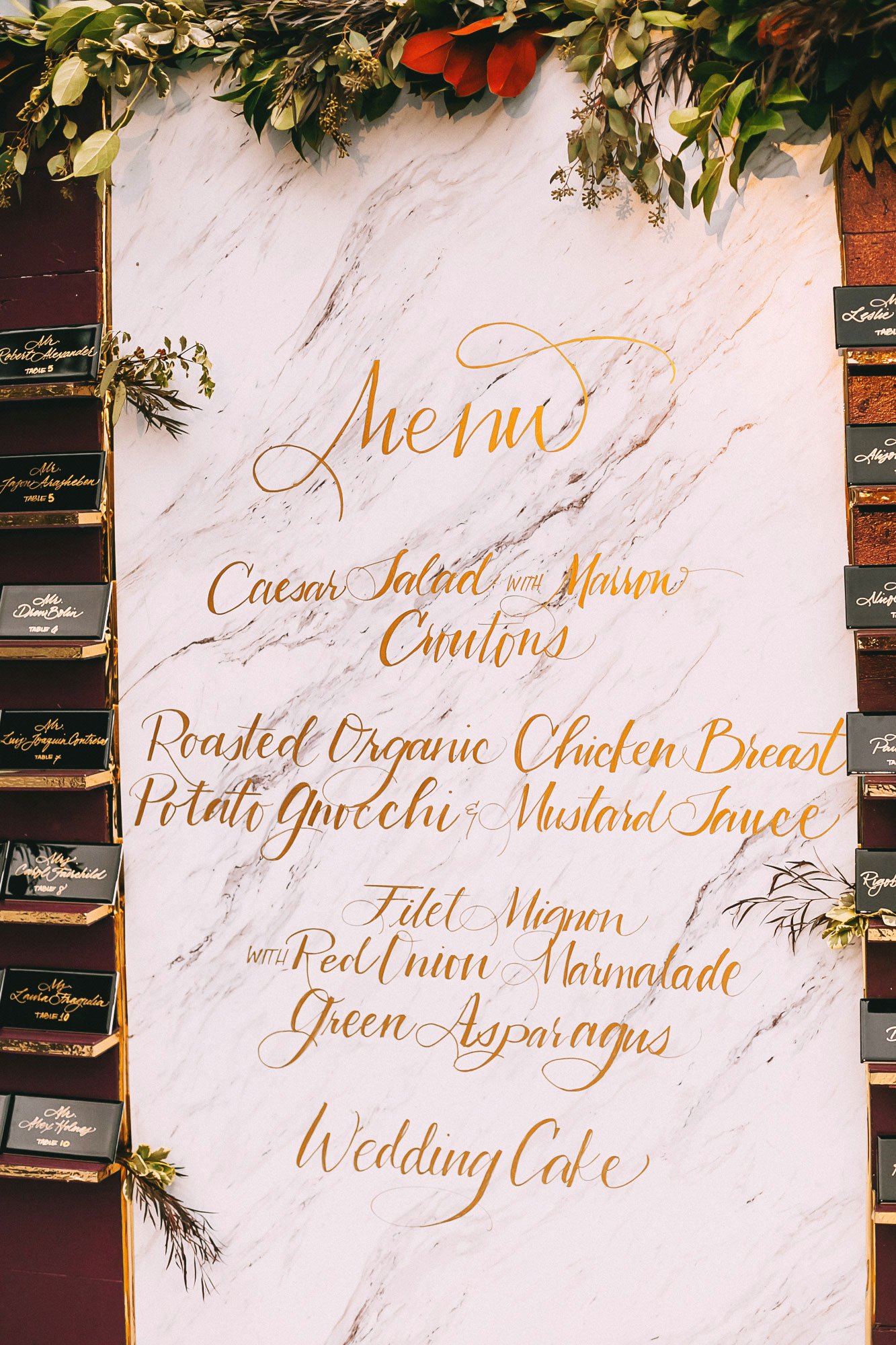 Marble Menu Display at Wedding