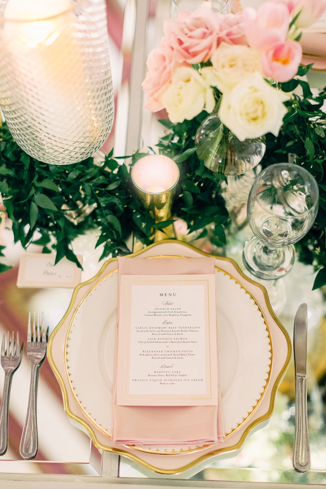 Pink & Gold Wedding Place Setting