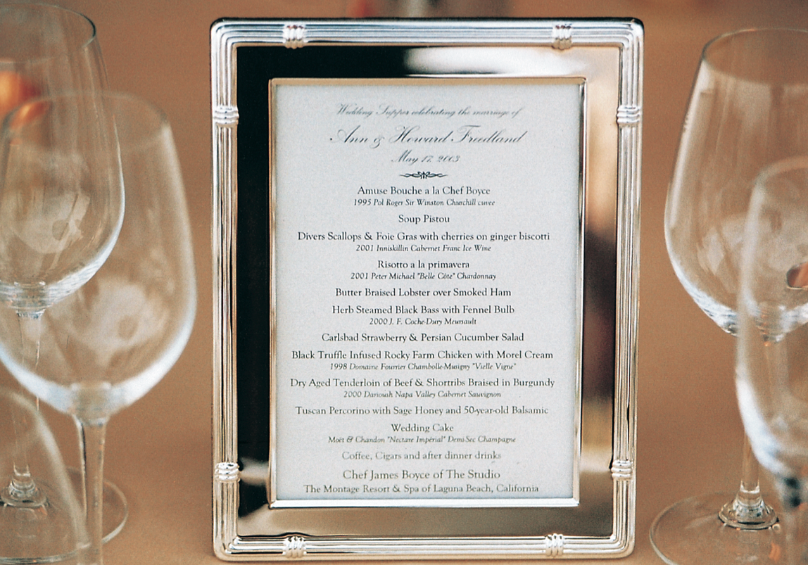 Silver-Framed Menu