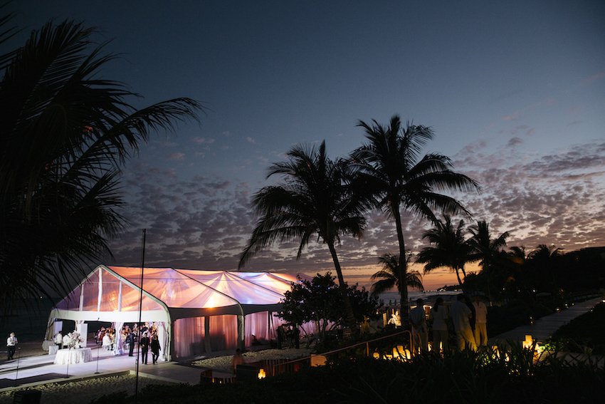 Tented Beach Reception at Dusk