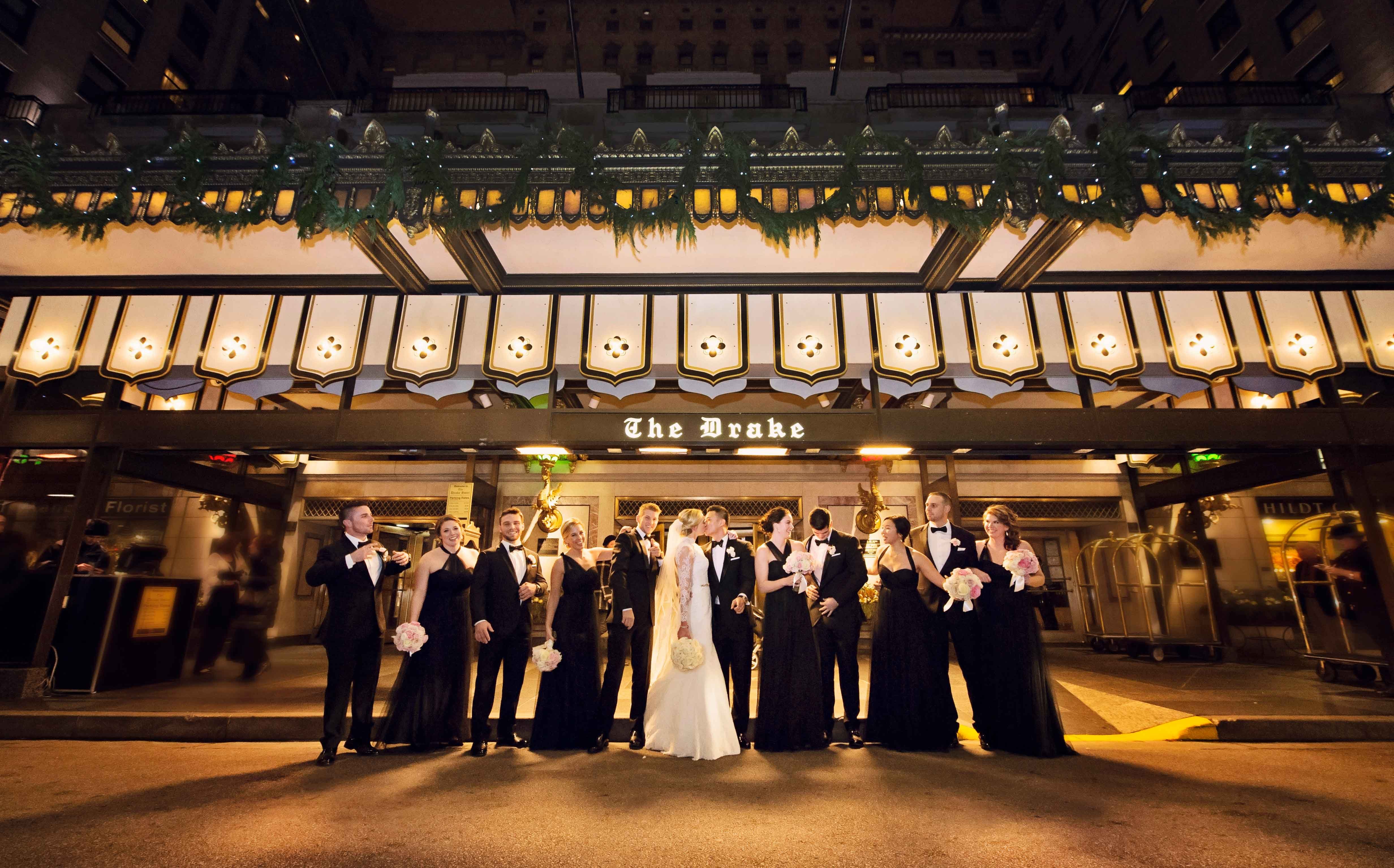 Bridal Party Outside The Drake Venue
