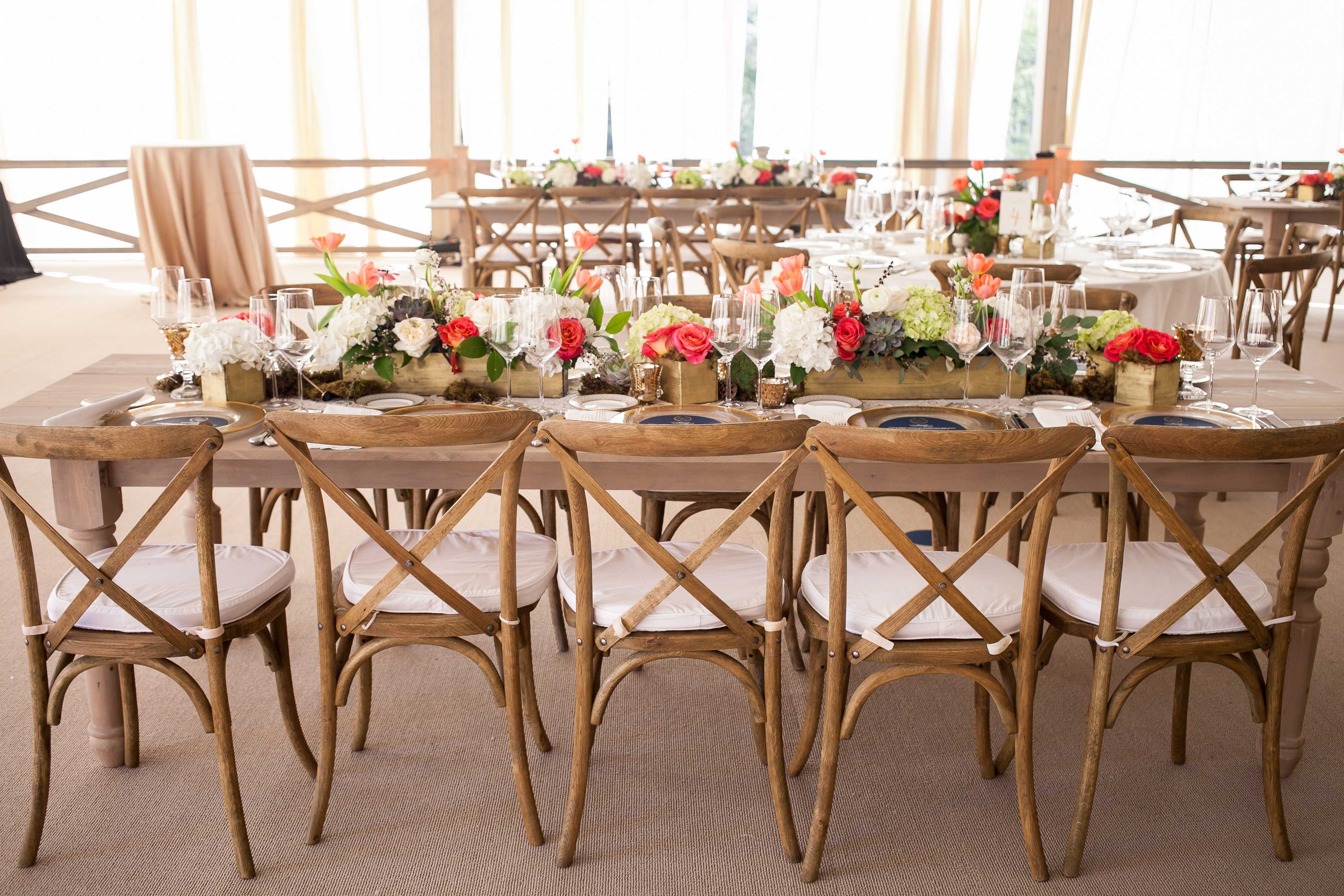 Rustic Wood Table with Gold Boxes