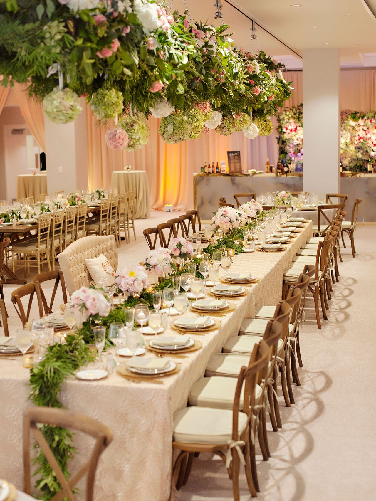 Head Table with Florals Overhead