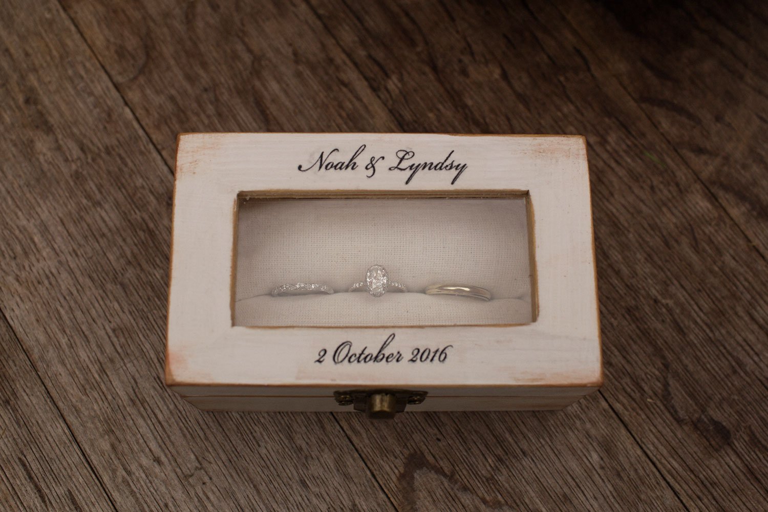 Wood Jewelry Box with Names & Date