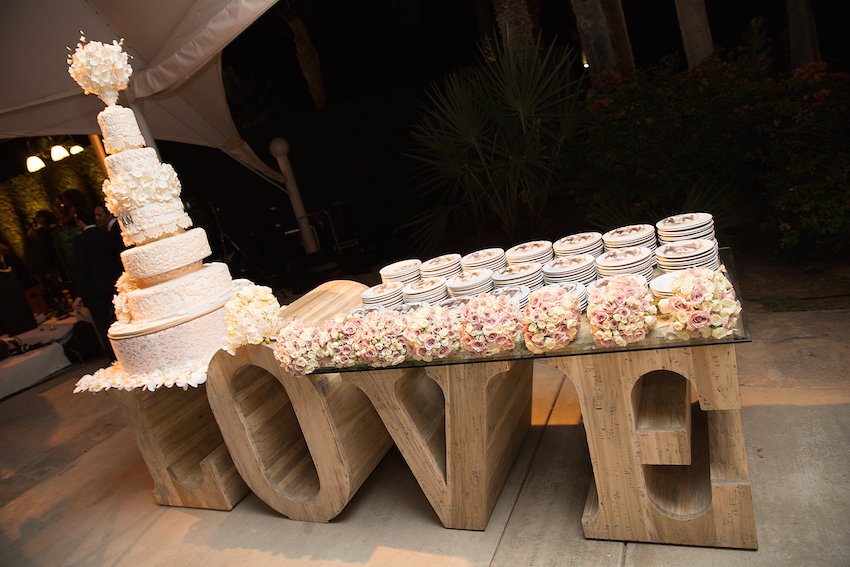 Tall Cake on Rustic LOVE Letters