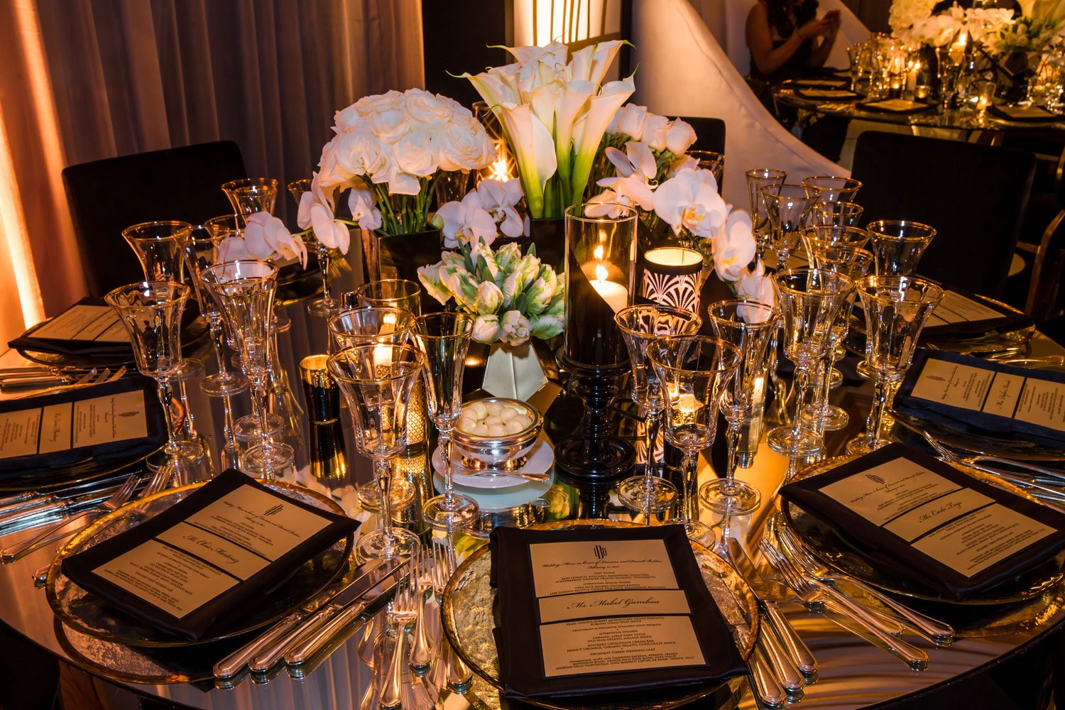 Candlelit Table with Low Centerpieces