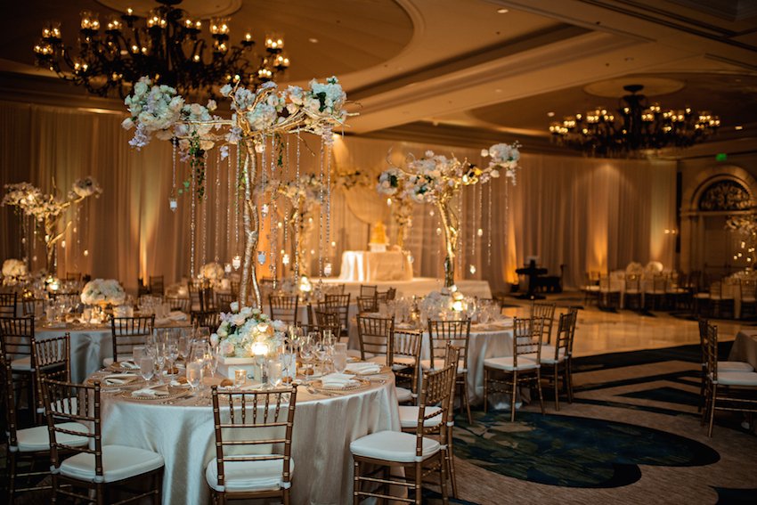 Gold and White Ballroom Reception Décor