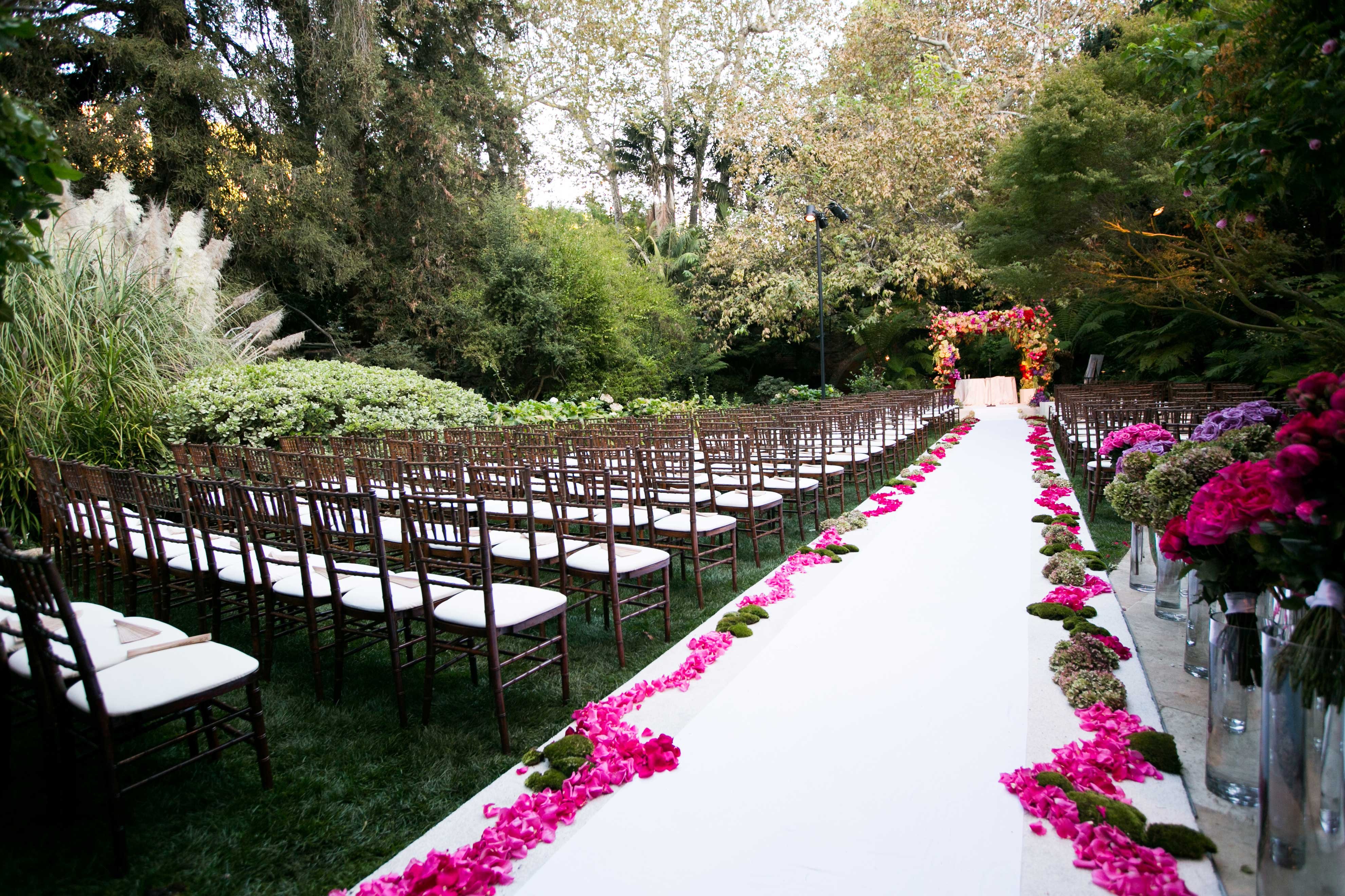 Vibrant Pink Flowers on Aisleway