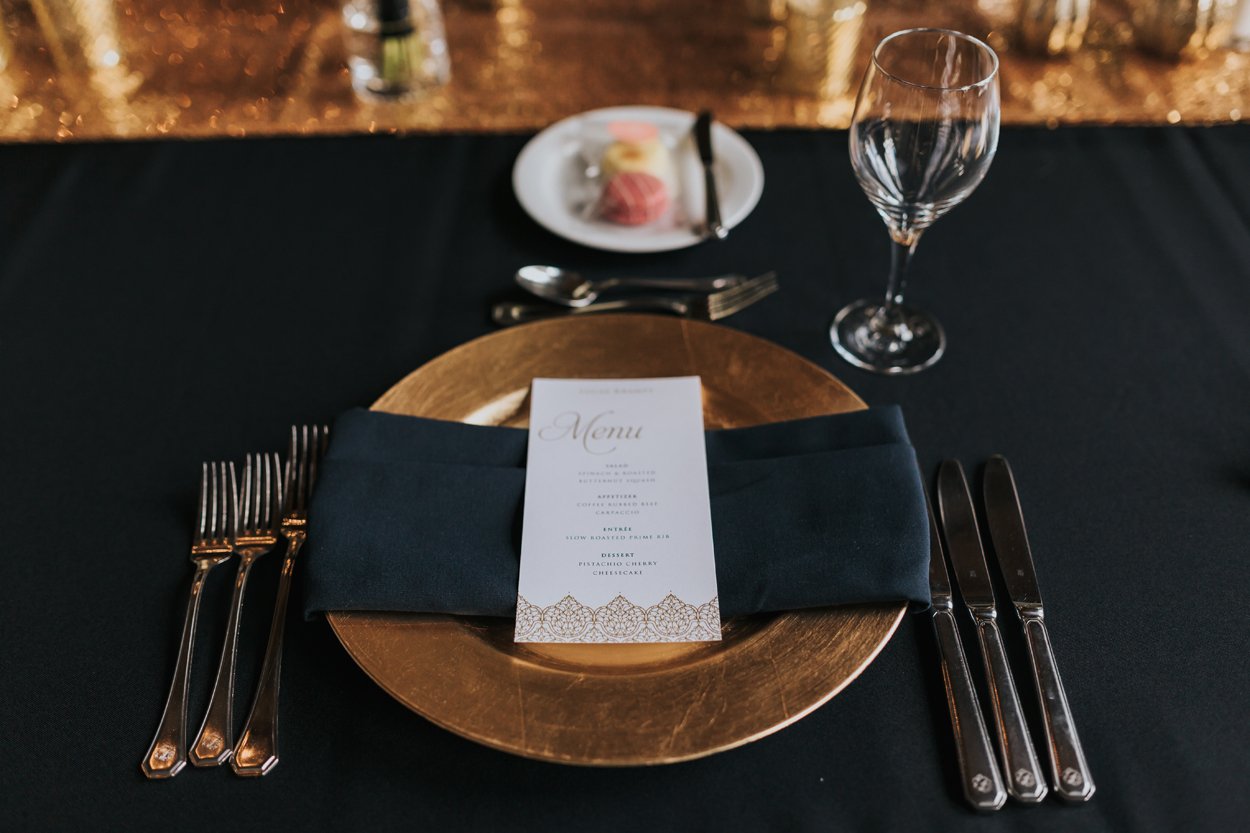 Black and Gold Tablescape & Place Setting