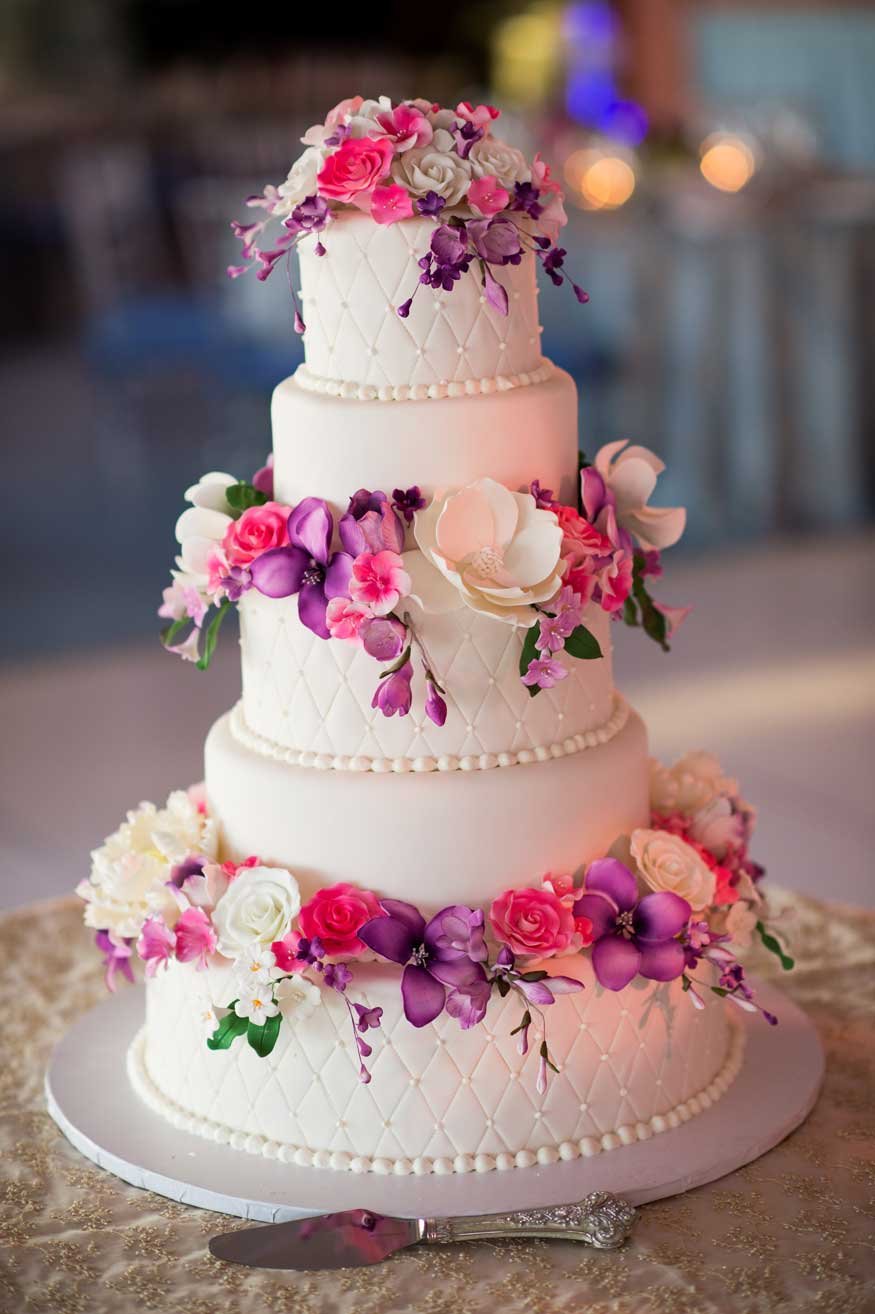 Pink & Purple Sugar Flower Cake