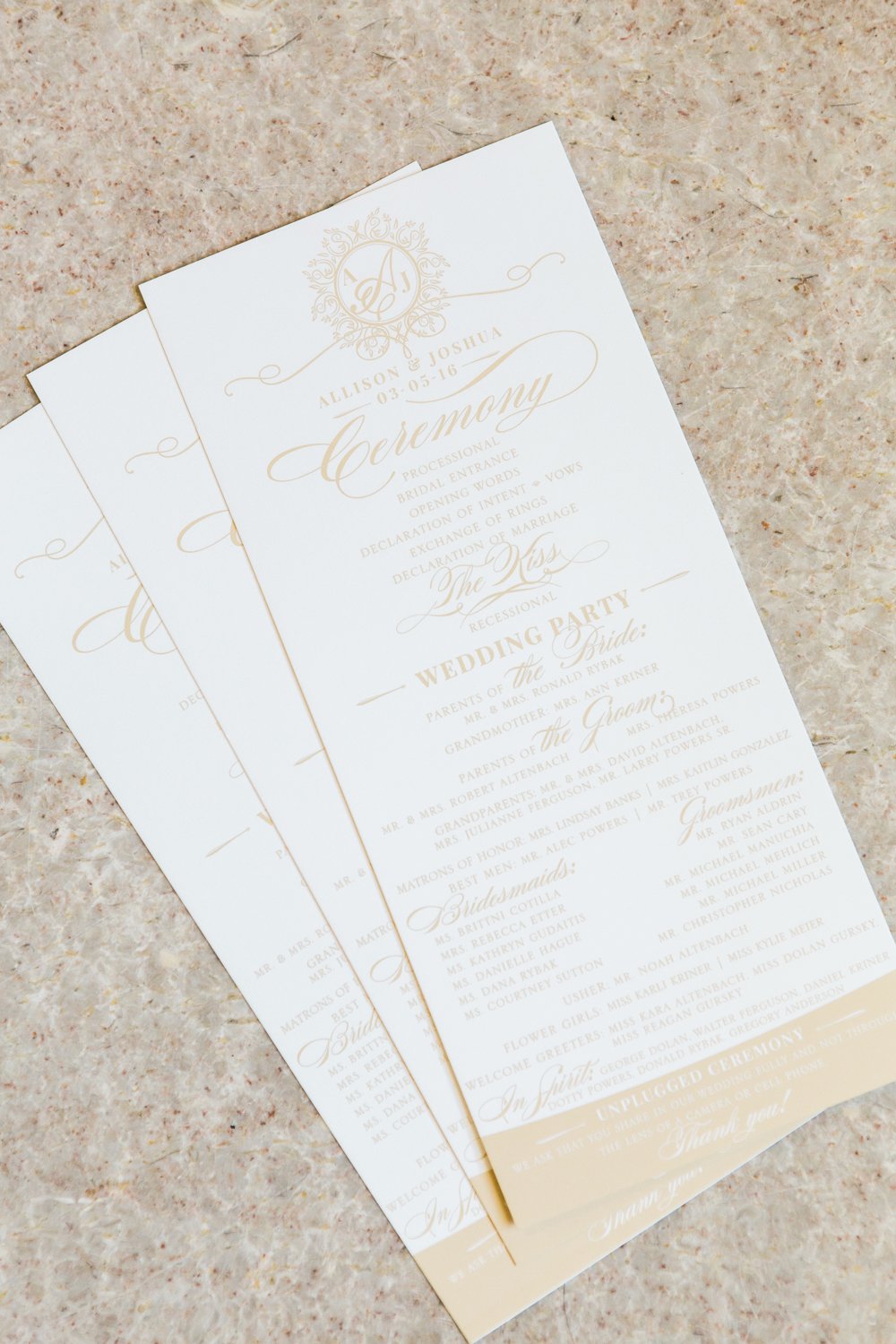 Gold & White Ceremony Program
