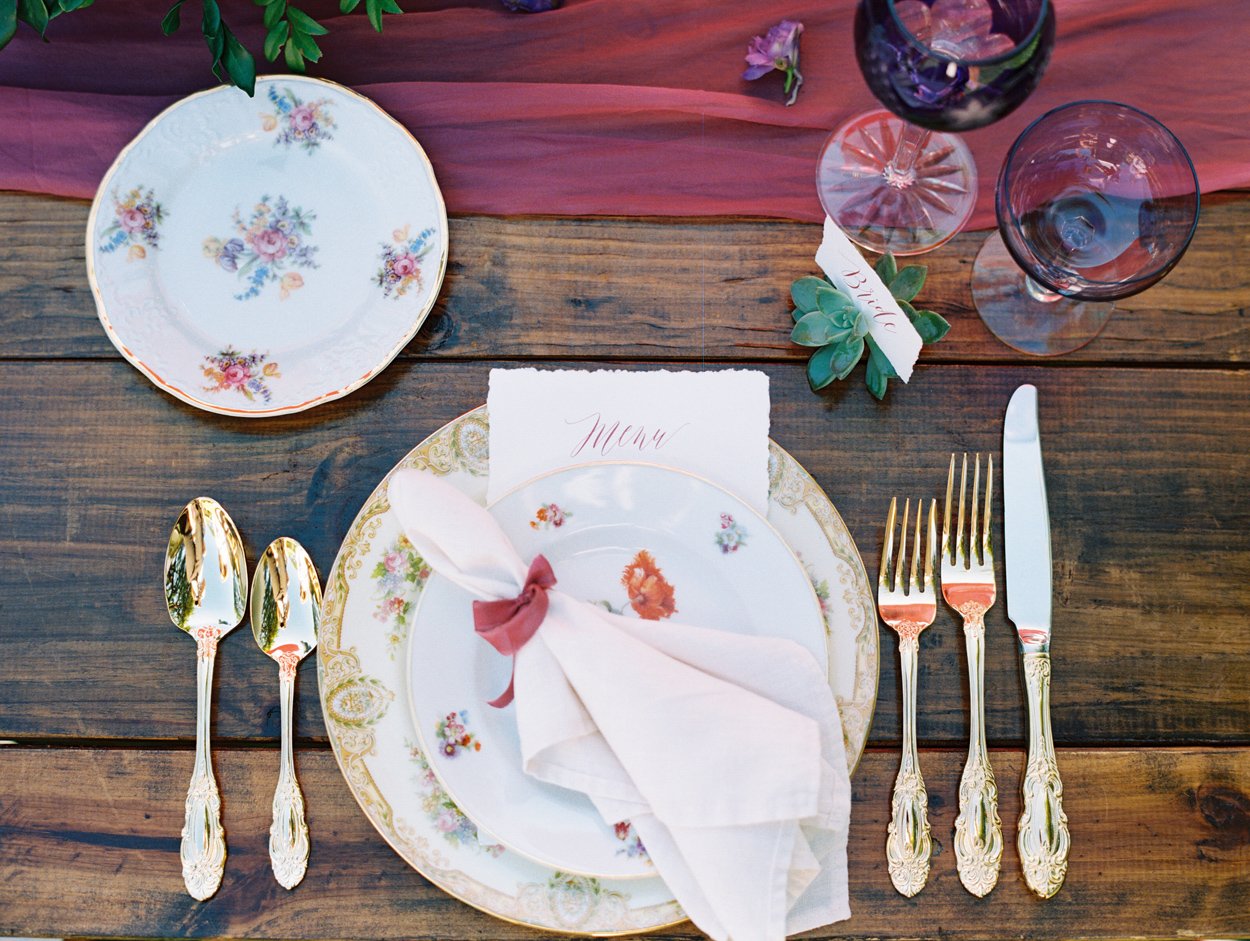 Patterned China with Gold Flatware