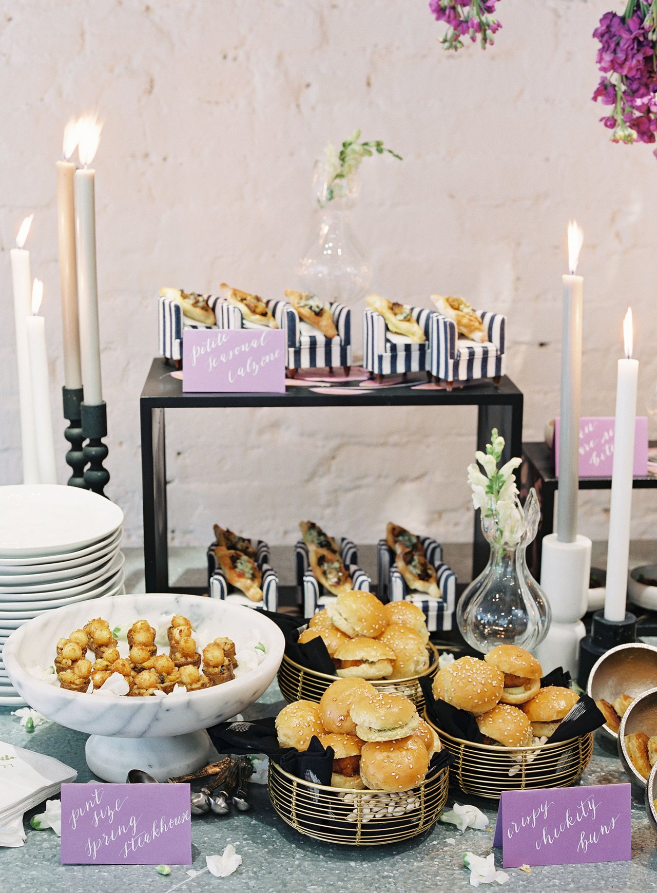 Black, White & Purple Food Display