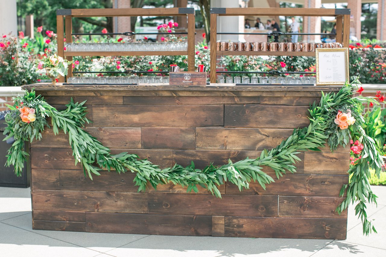 Rustic Wooden Bar with Garland