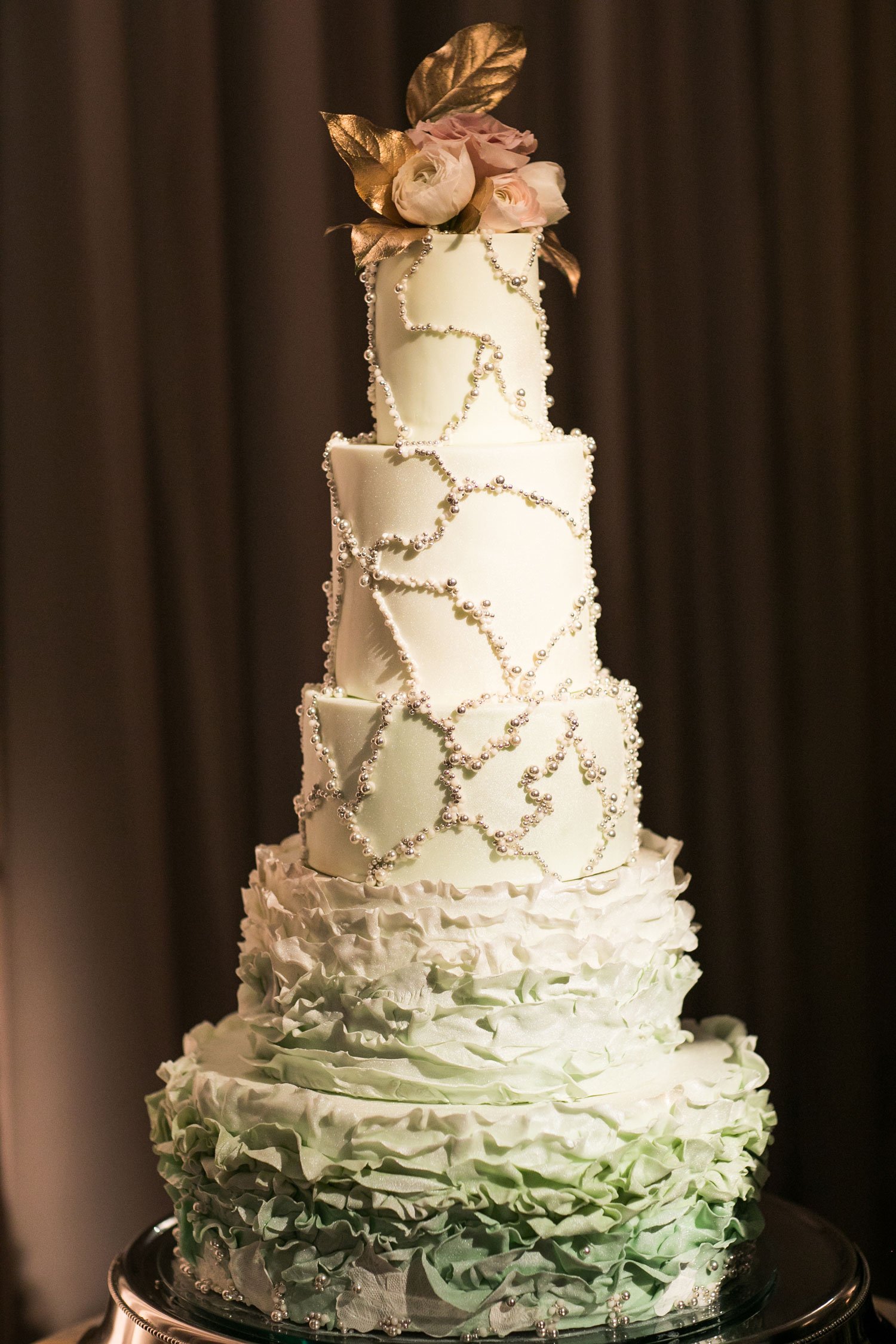 Five-Layer Cake with Gold Leaf Topper