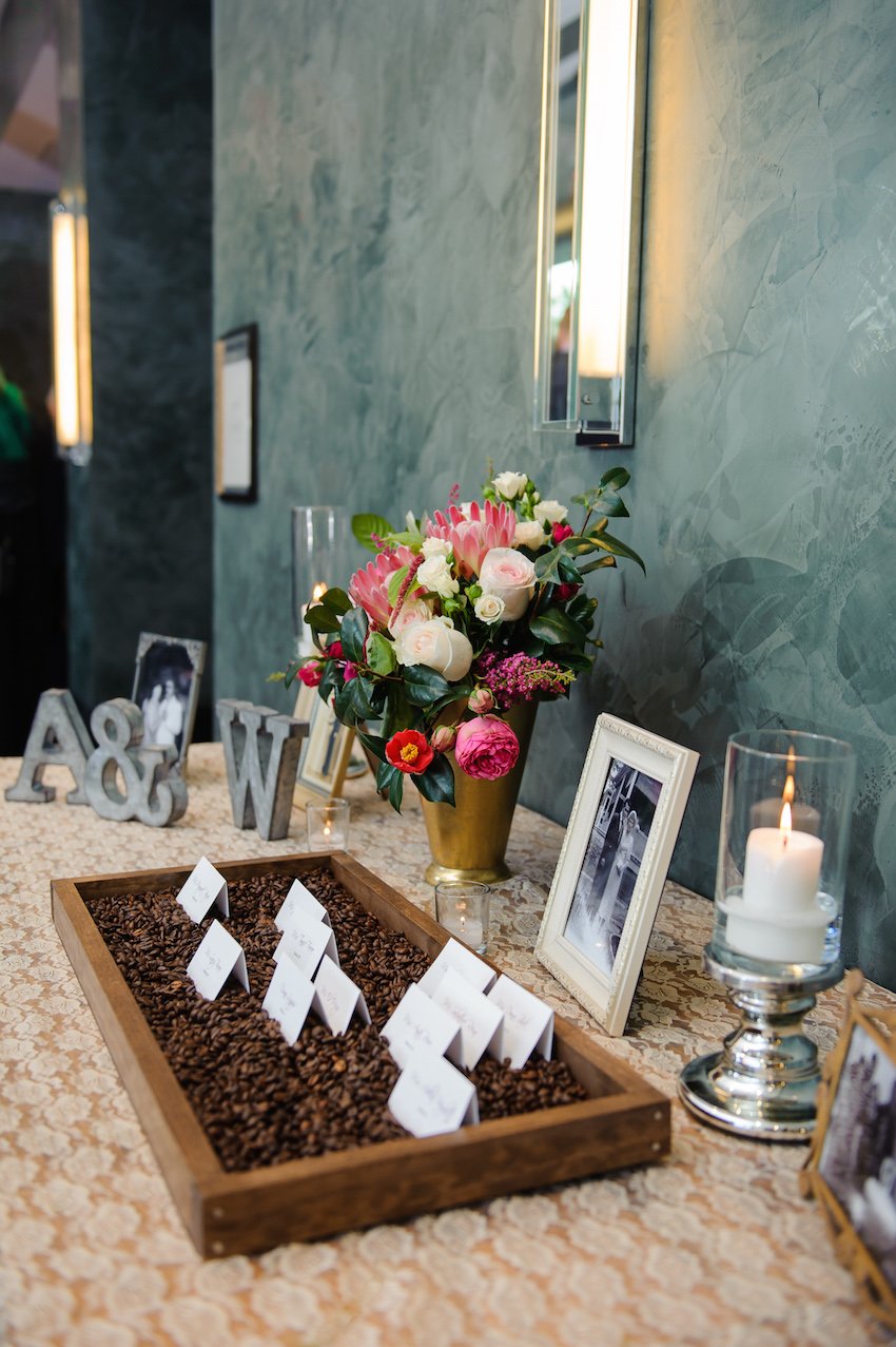 Coffee Bean Escort Card Display