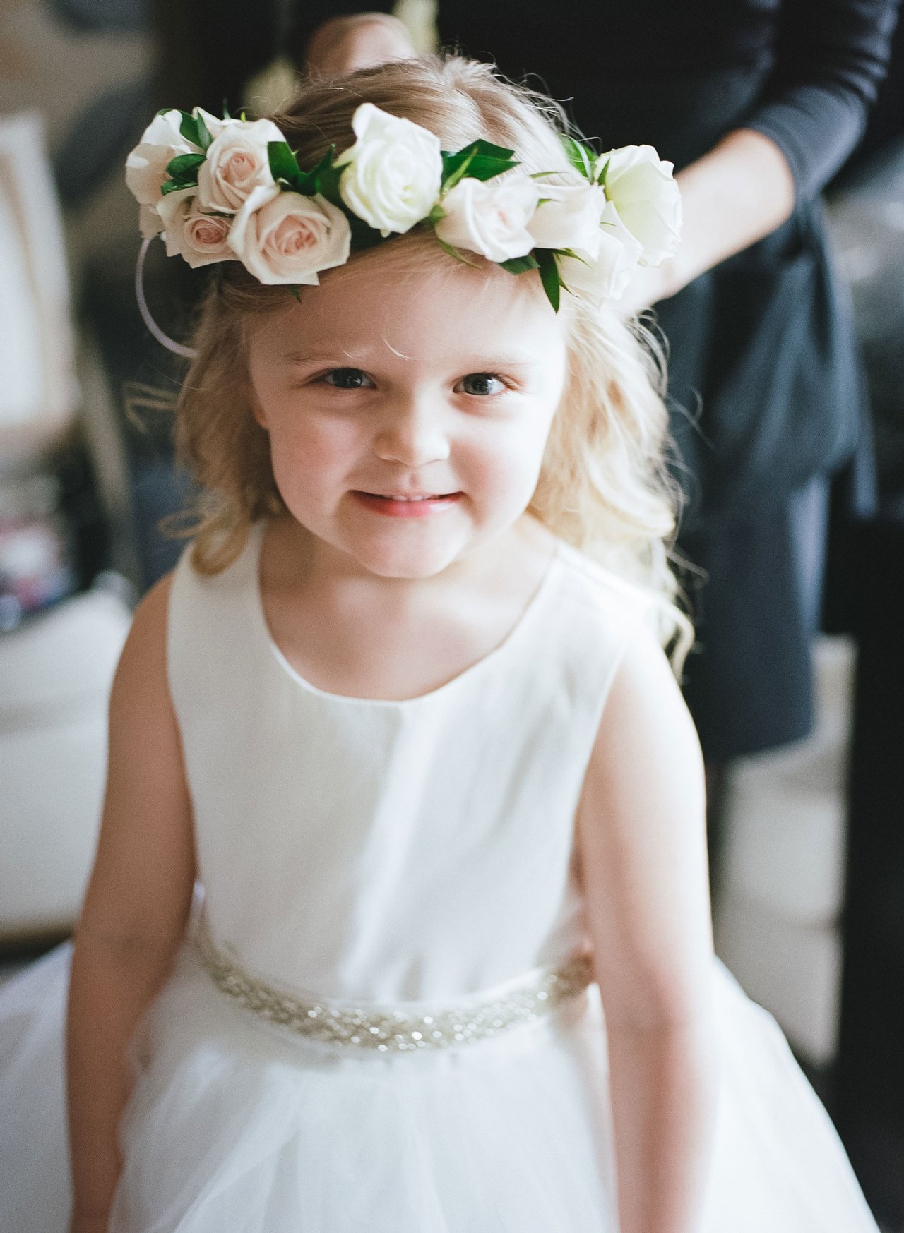 Flower Girl with White & Pink Floral Crown